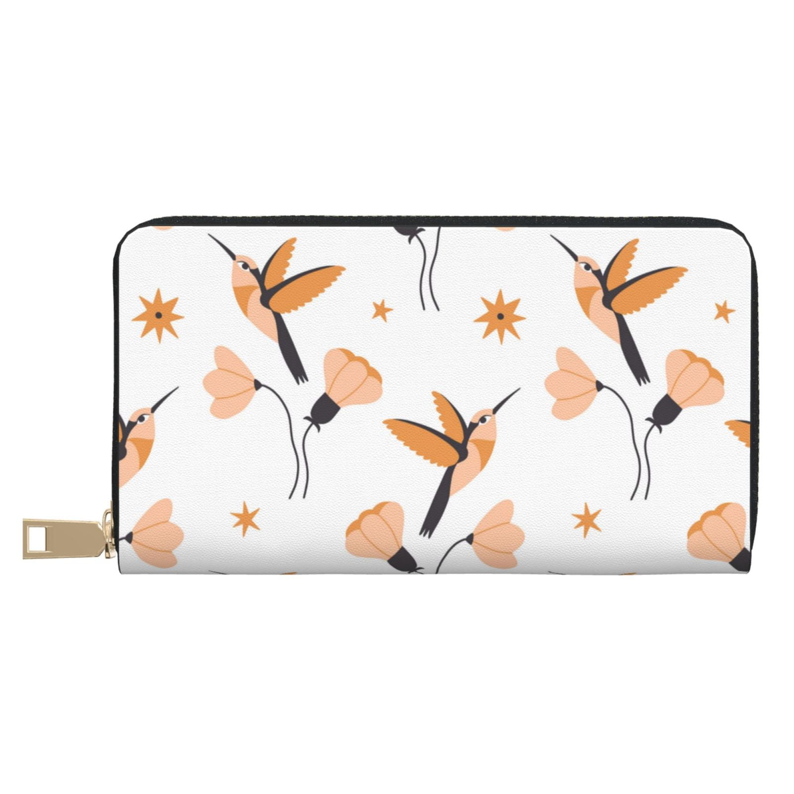 Simple Hummingbird Flower Wallet Women, Leather Bifold Multi Card ...