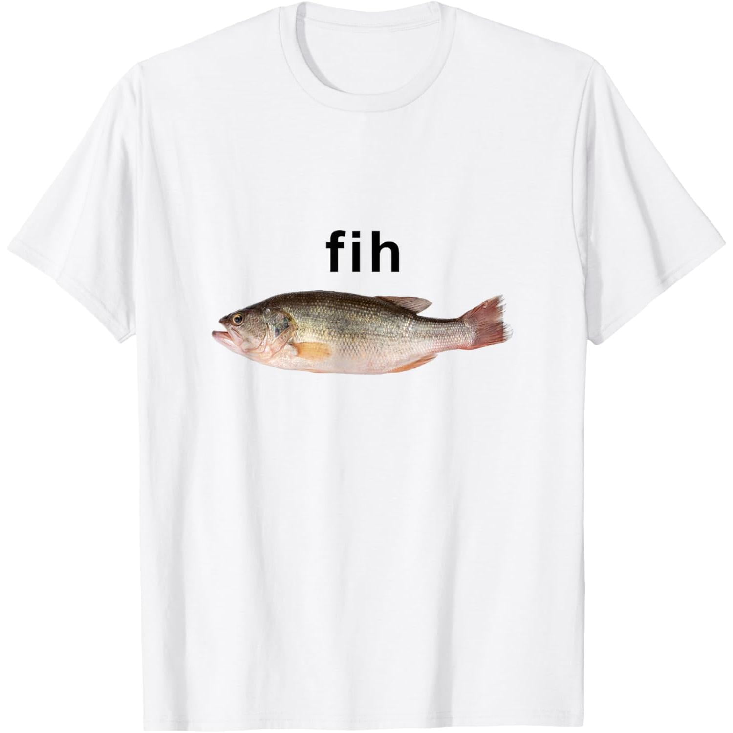 Simple Humor “Fih” Tee – Men’s Misspelled Fish Meme Graphic T - Shirt ...