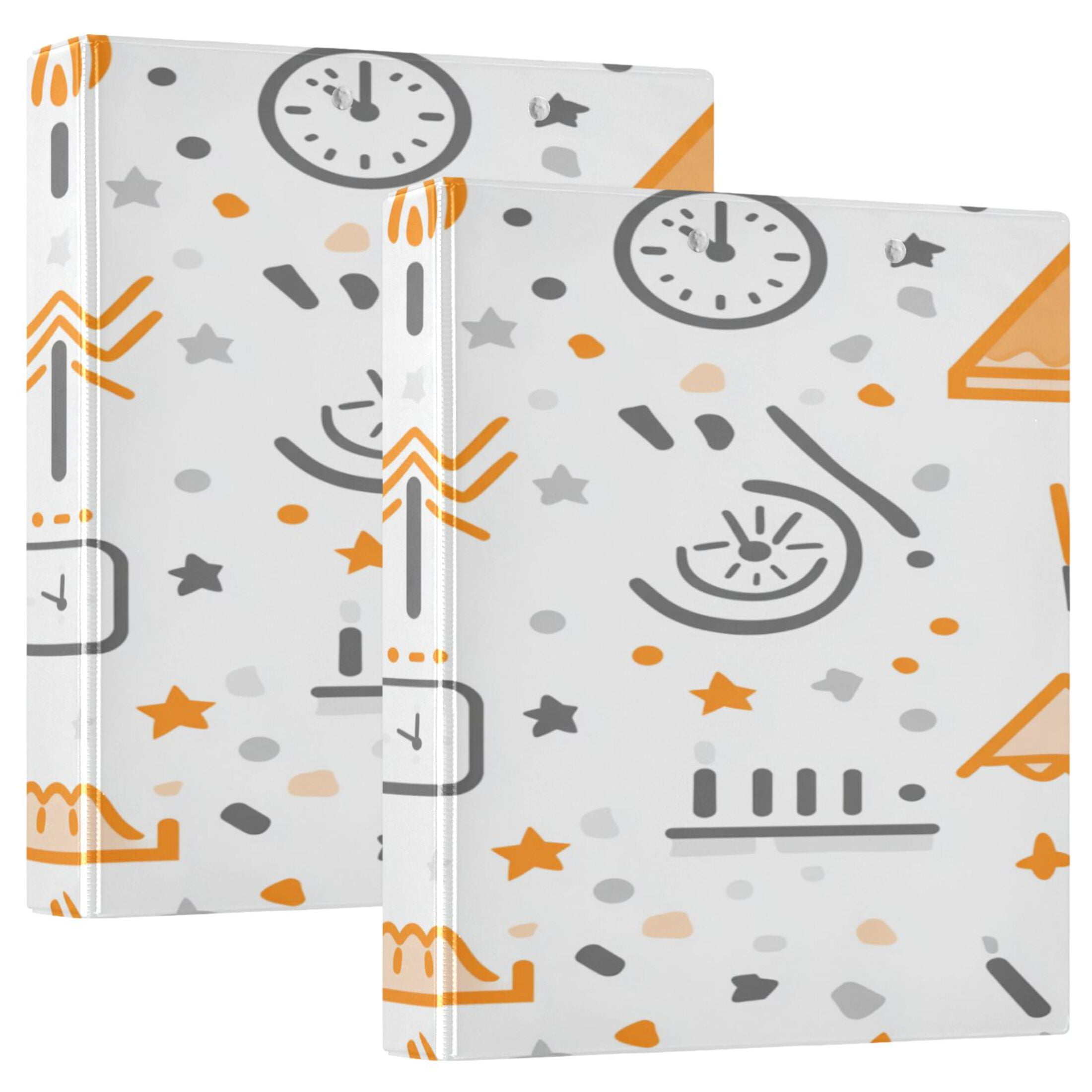 Simple Icons Pattern 12.4x10.6in PVC Round Ring Binder, D-Ring 3-Hole ...
