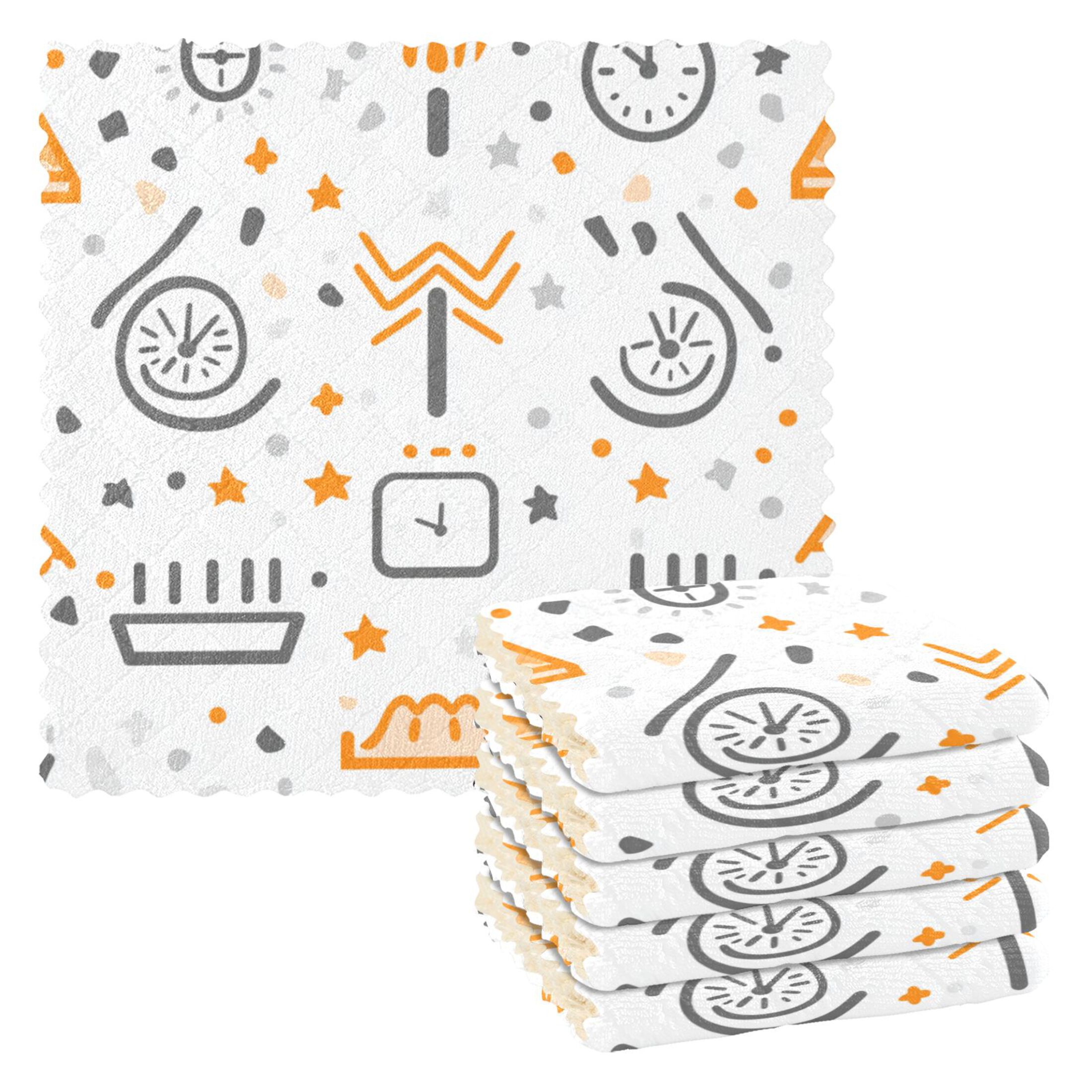 Simple Icons Pattern 6 Pack Kitchen Cleaning Cloths 11'' x 11'', Super ...