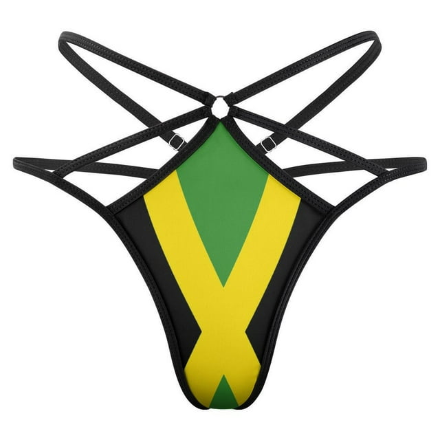 Simple Jamaican Flag Open Type Women's Panties Crotch Opening G-strings ...