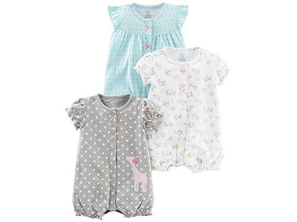 Simple Joys by Carter's Baby Girls' Snap-up Rompers, Navy Dot/Pink, 18 ...