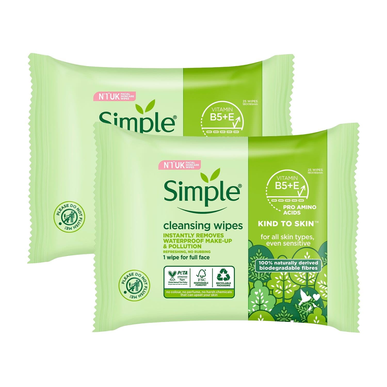 Simple Kind To Skin AKF18 25 Cleansing Facial Wipes (3 pack) - Walmart.com