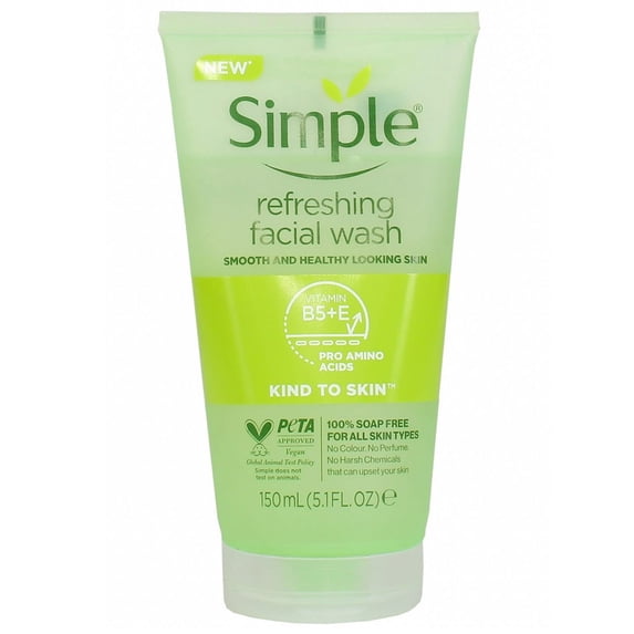 Simple Refreshing Facial Wash Gel, 150ml, Cleansing for Sensitive Skin ...