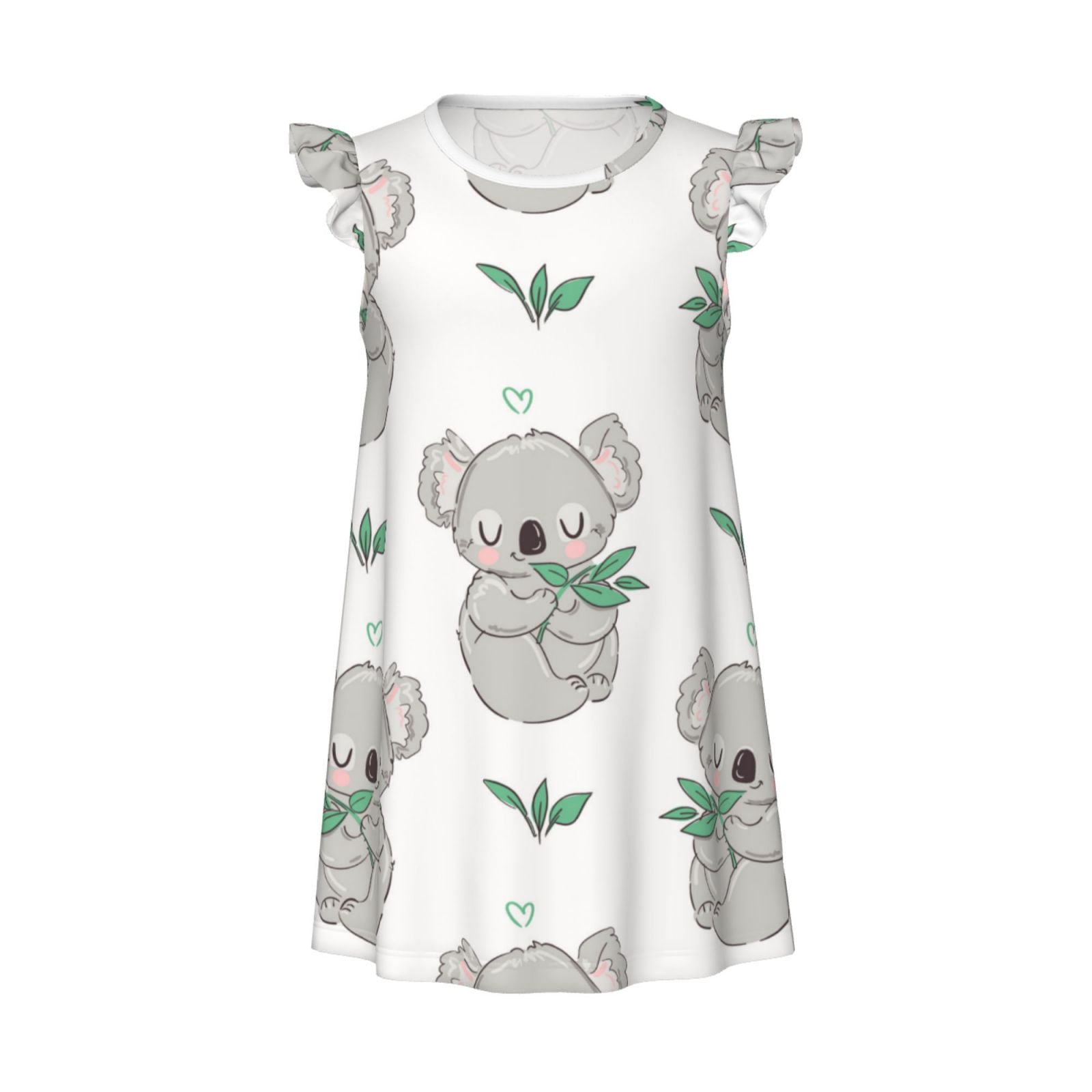 Simple Koala Cute Girls Nightgowns, Short Sleeves Dress Girls Sleepwear ...