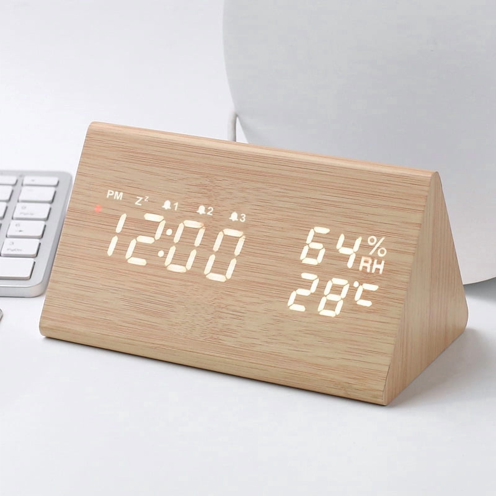 Simple LED alarm clock sound control night light silent USB charging ...