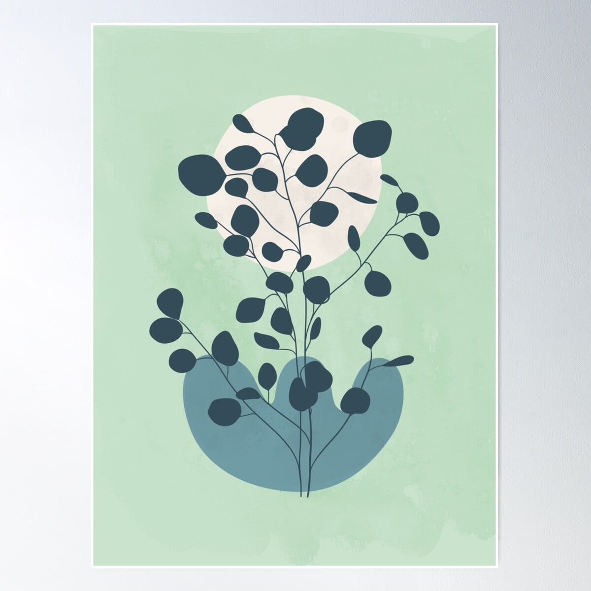 Simple Landscape Art With A Eucalyptus Tree In Cool Colors Poster Wall ...
