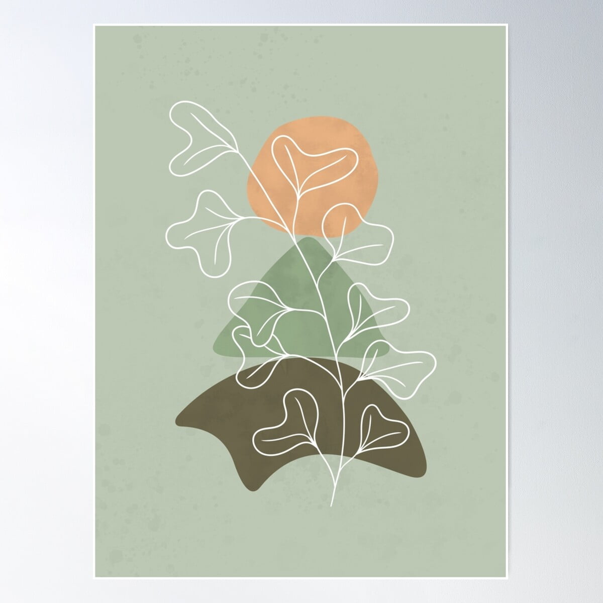 Simple Landscape Art With A Leafy Plant And Organic Shapes Poster Wall ...