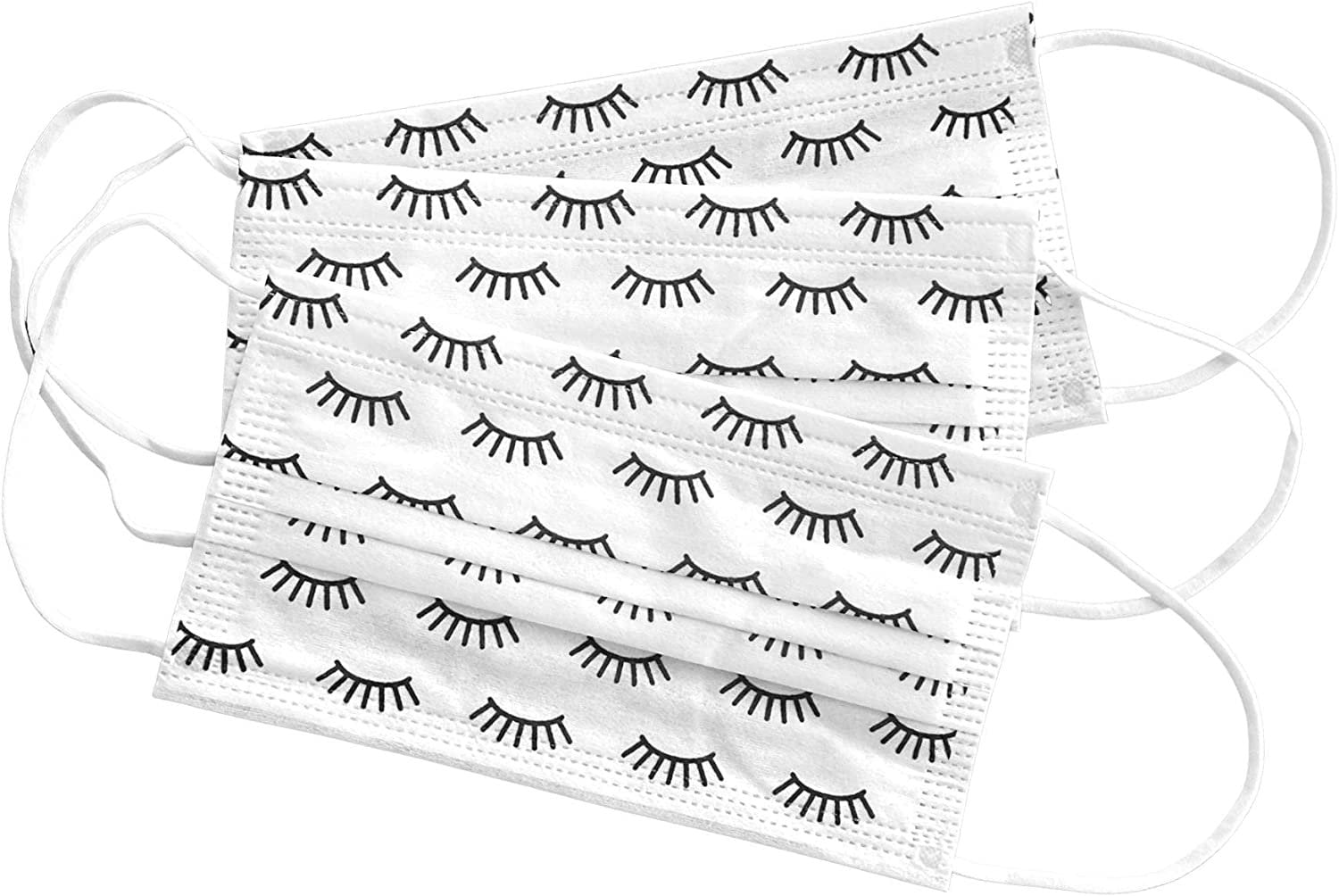 Simple Lash Print Disposable Face Mask 50 Pack Lash Eyelash Pattern ...