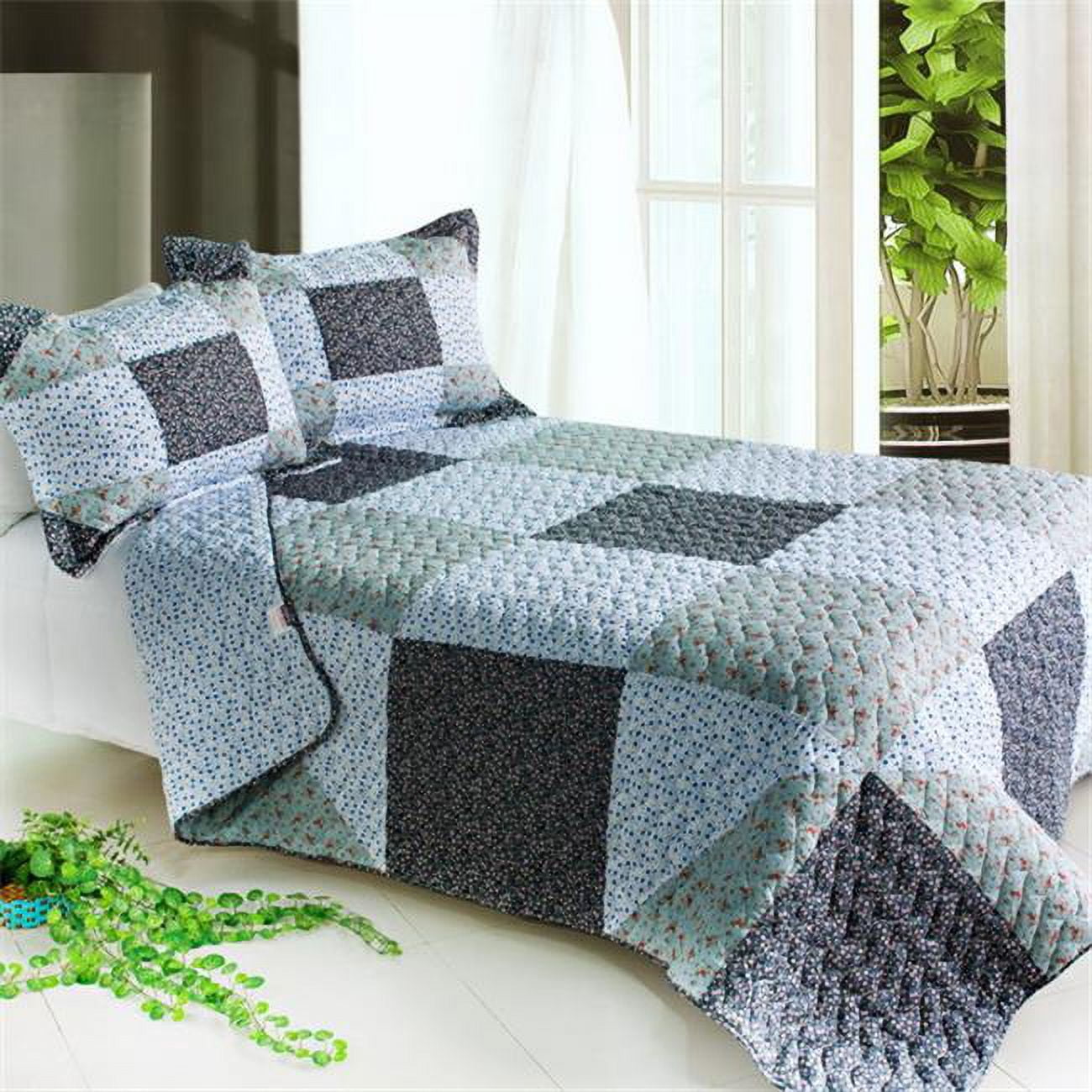 Simple Life 3 Piece Full/Queen Vermicelli Patchwork Quilt Set Full ...