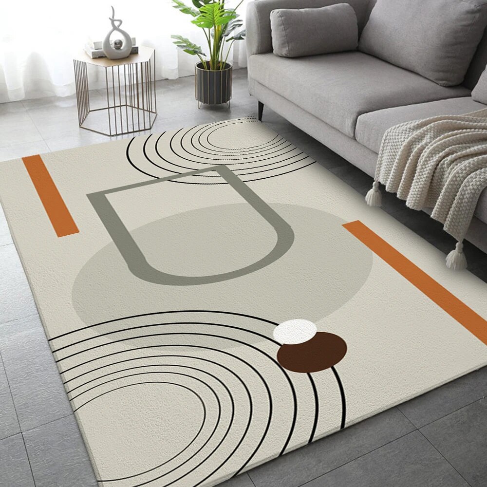 Simple Line Circle Mat Abstract Minimalist Art Velvet Rug For The ...