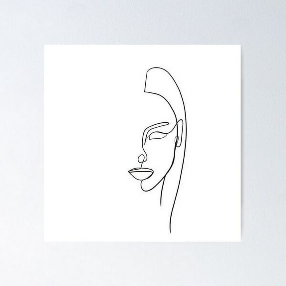 Simple Line Drawing Face Poster Wall Art, Modern Wall Decor For Living ...