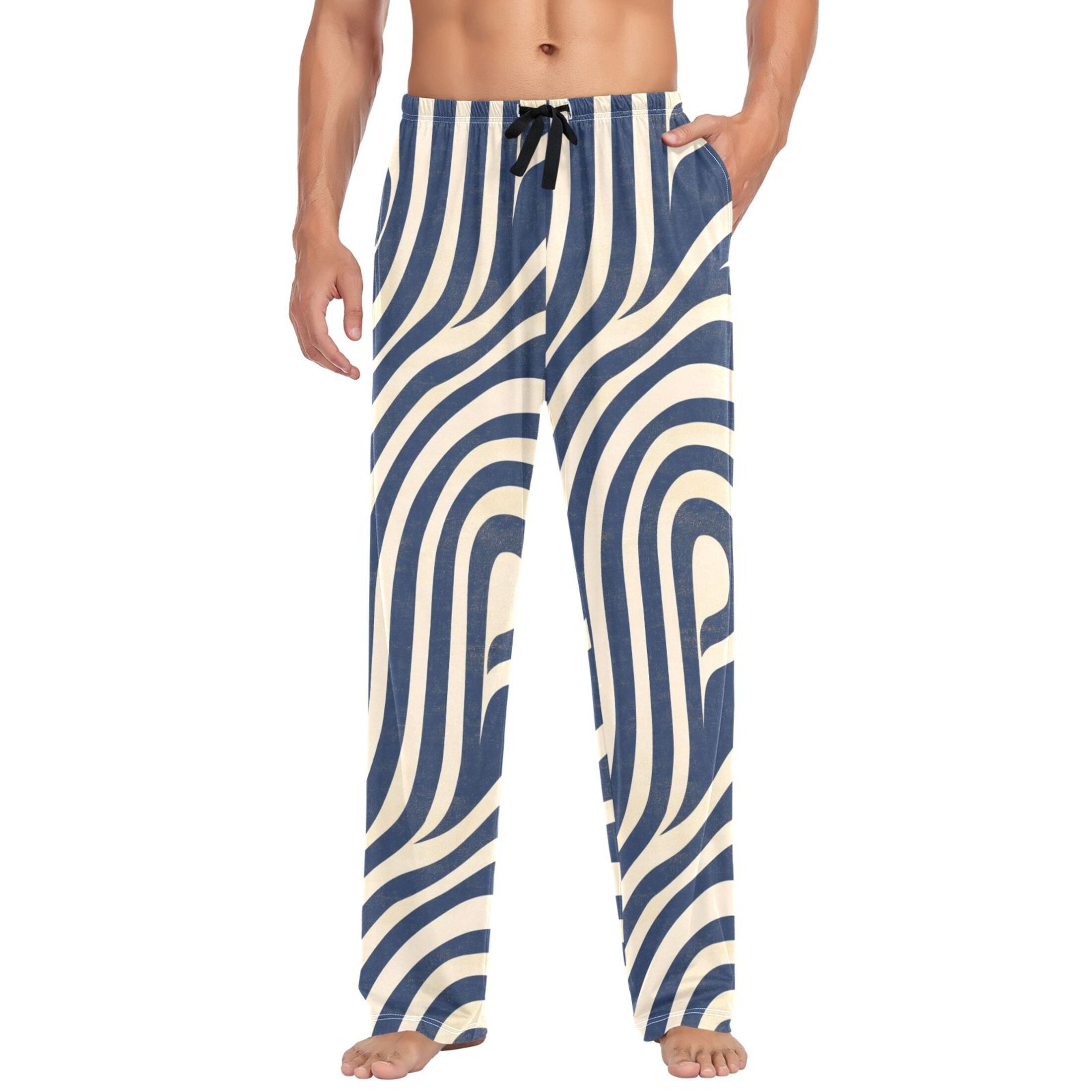 Simple Line Pattern Mens Cotton Pajama Pant Sleep and Lounge Bottons ...