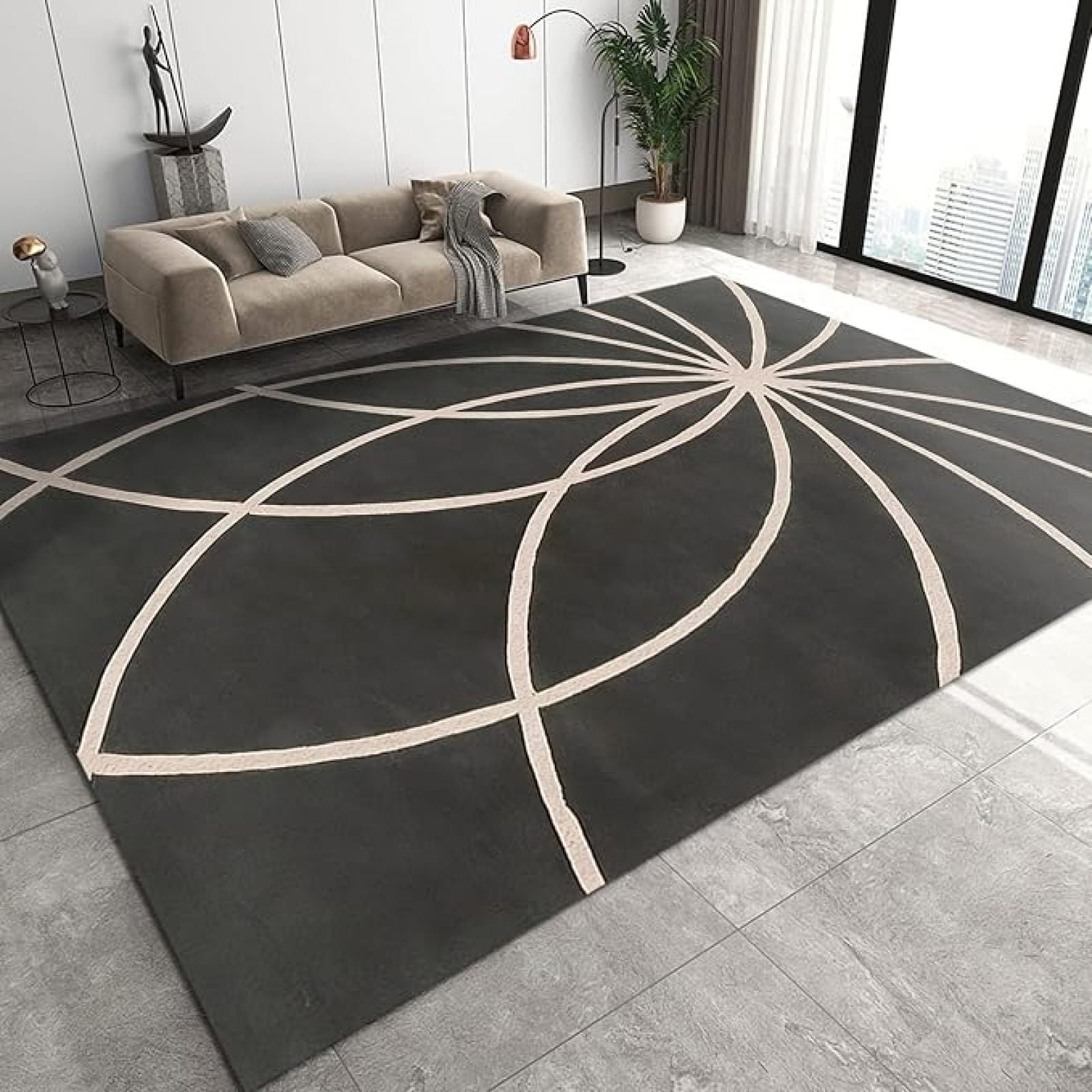 Simple Line Style Area Rugs, Line Art Weaving Easy Clean Rug, Soft Non ...