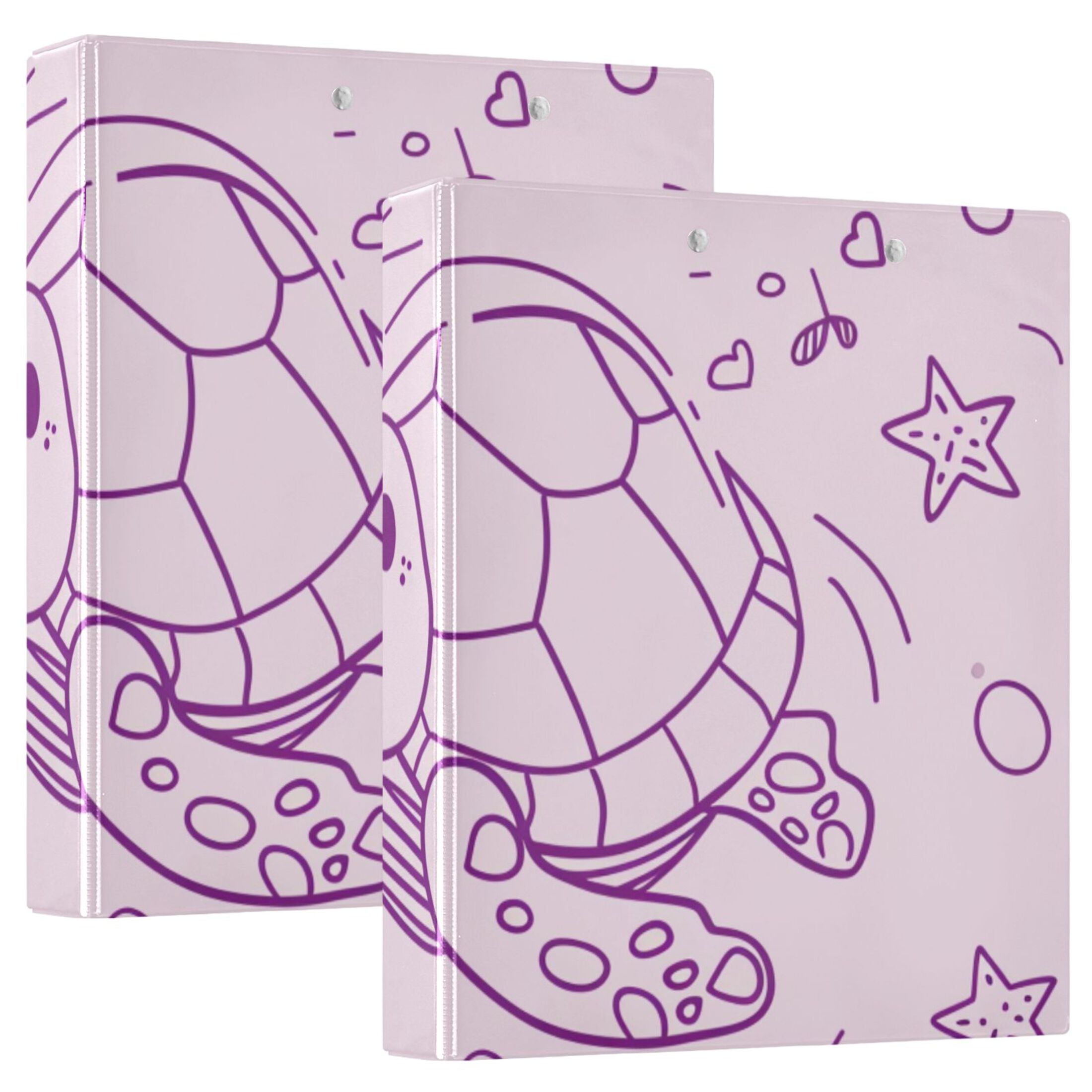 Simple Line Turtle 3 Ring Binders 1.5 inch Hardcover File Folders with ...