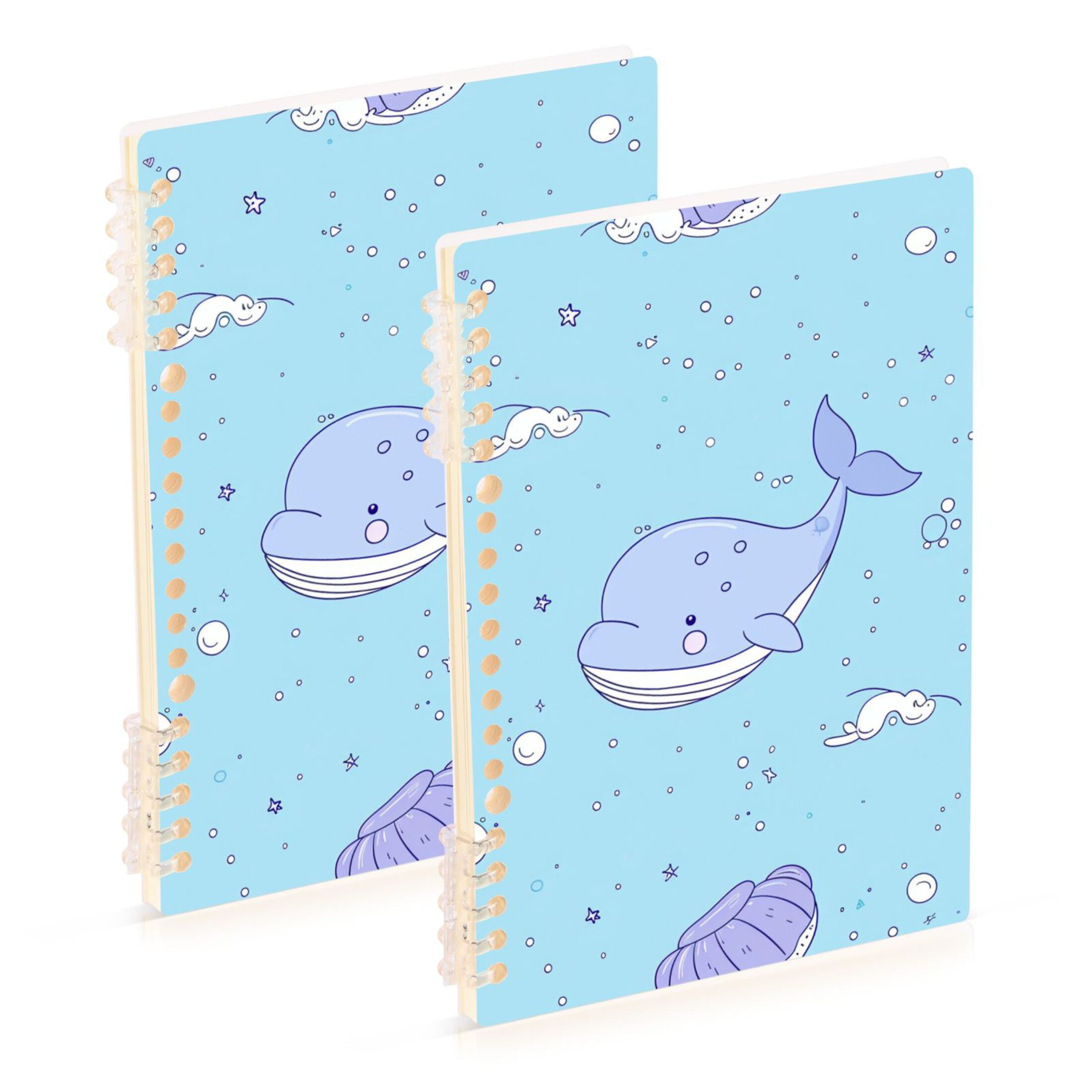 Simple Line Whale Ring Binder Notebook Journey Note Diary College Ruled ...