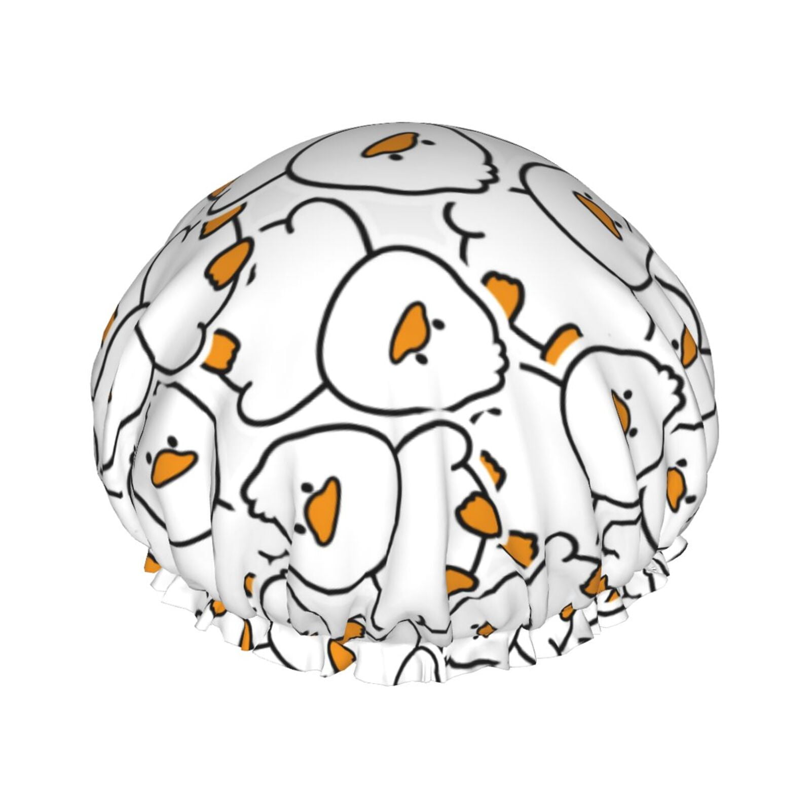 Simple Lines Cute Duck Shower Cap for Women, Double Waterproof Layers ...