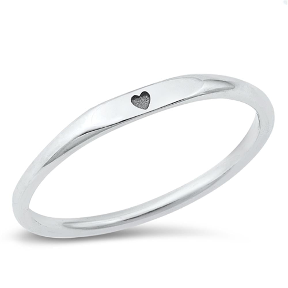 Simple Heart Ring .925 Sterling Silver Thin Band, Unisex Size 10 ...