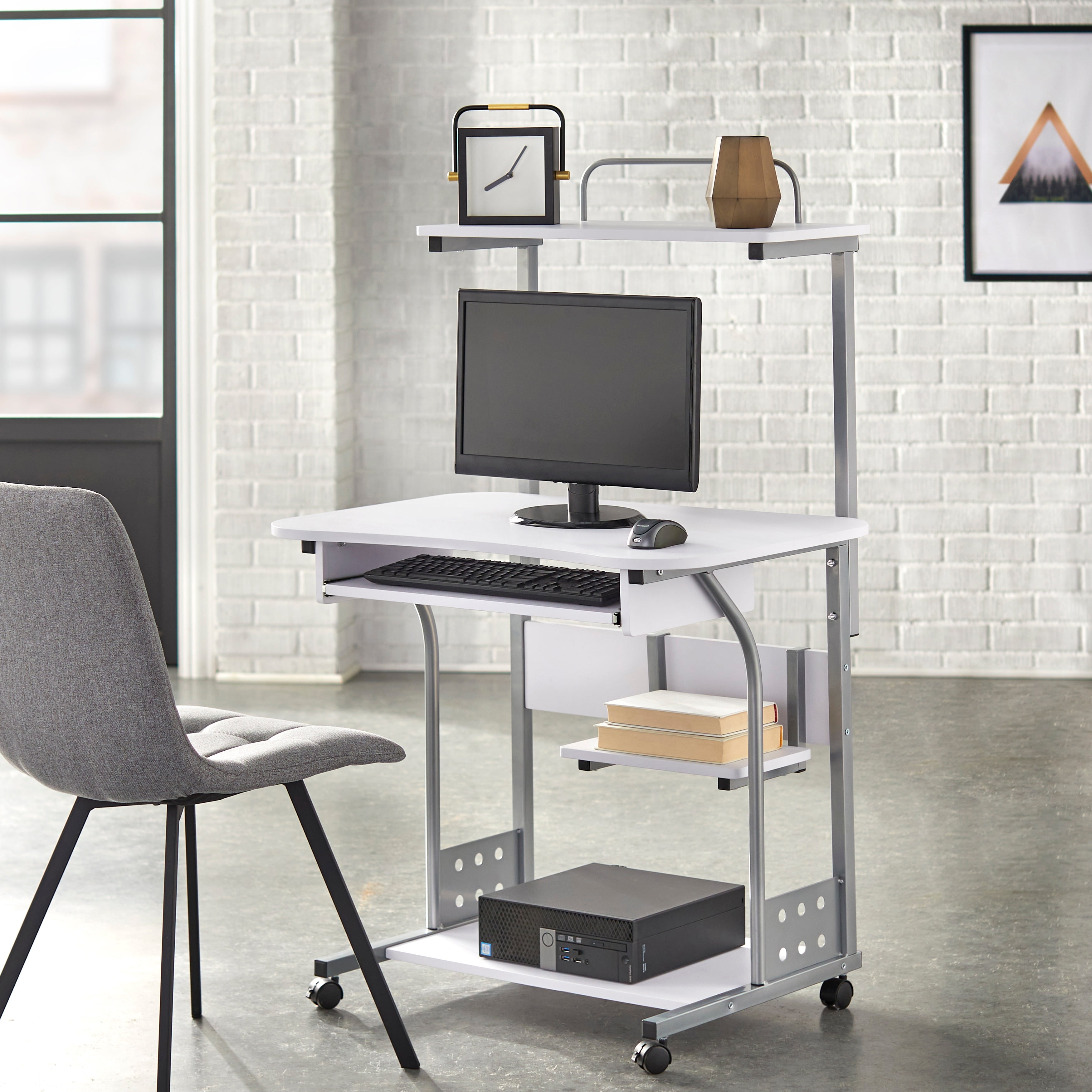 Simple Living Actuate Espresso Mobile Computer Desk White - Walmart.com