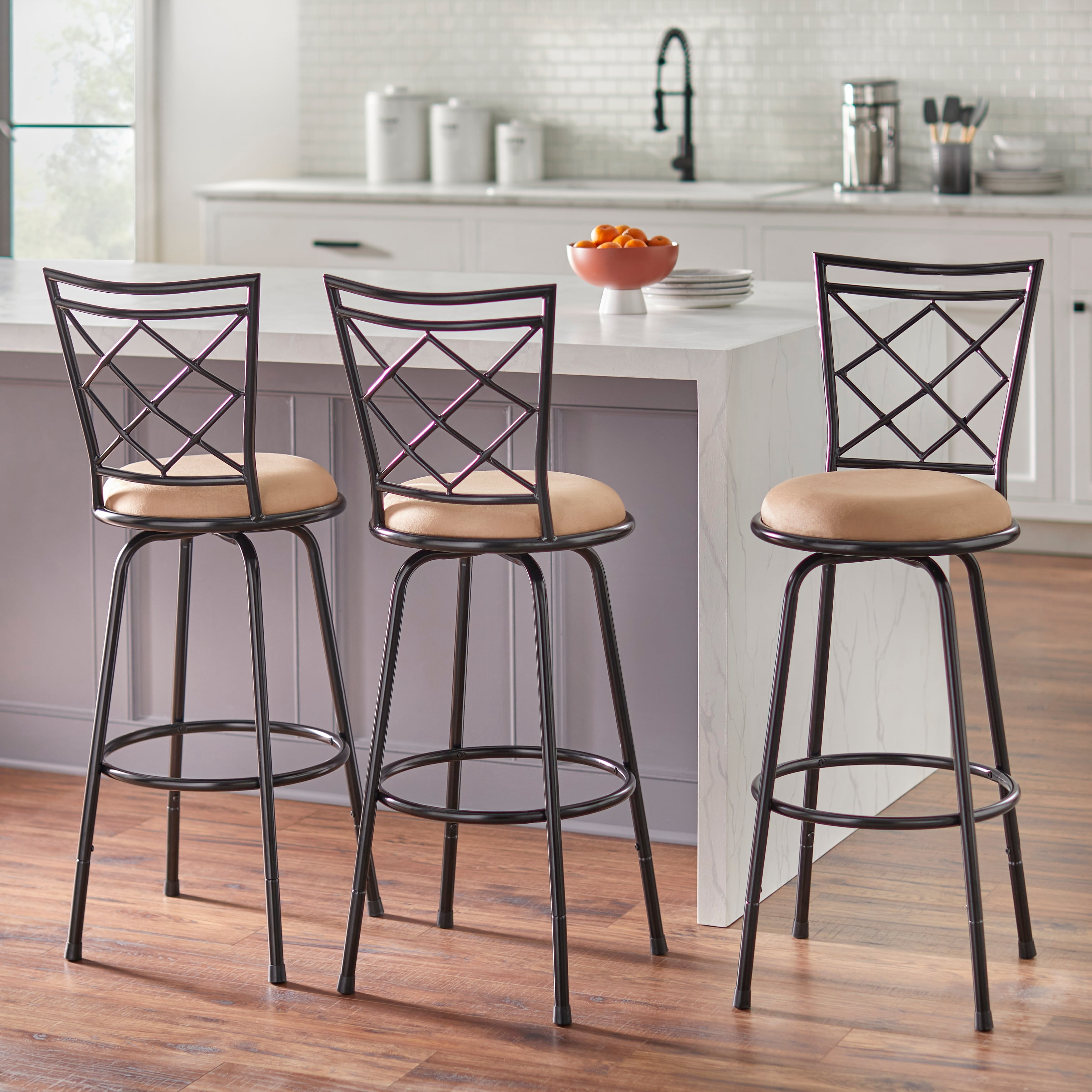 Simple Living Alyssa Adjustable Height Swivel Stools (Set of 3) Black ...