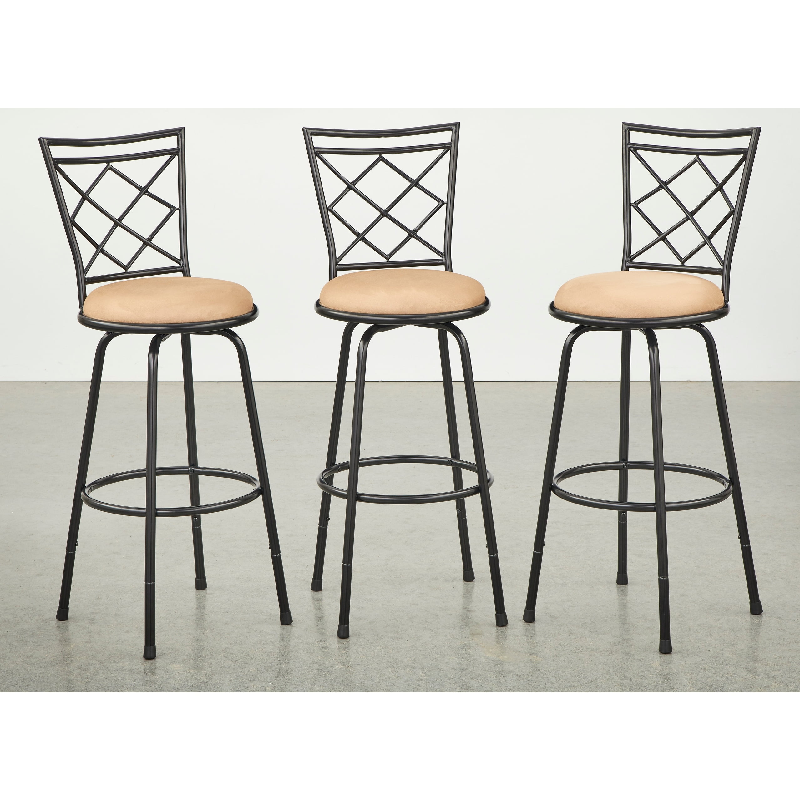 Simple Living Alyssa Adjustable Height Swivel Stools (Set of 3) Black ...