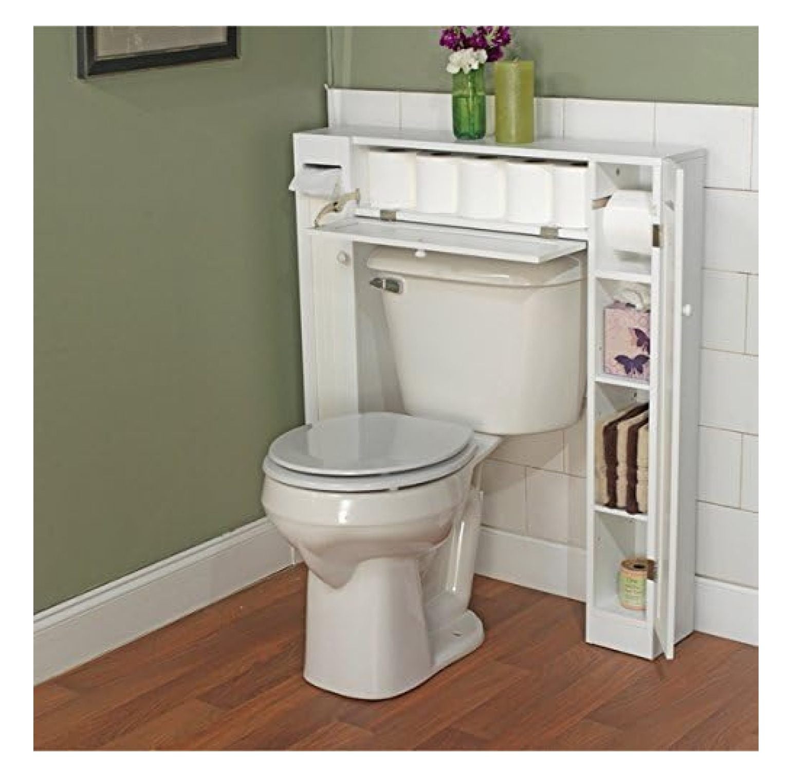 Simple Living Bathroom Space Saver - White Over Toilet Storage Cabinet ...