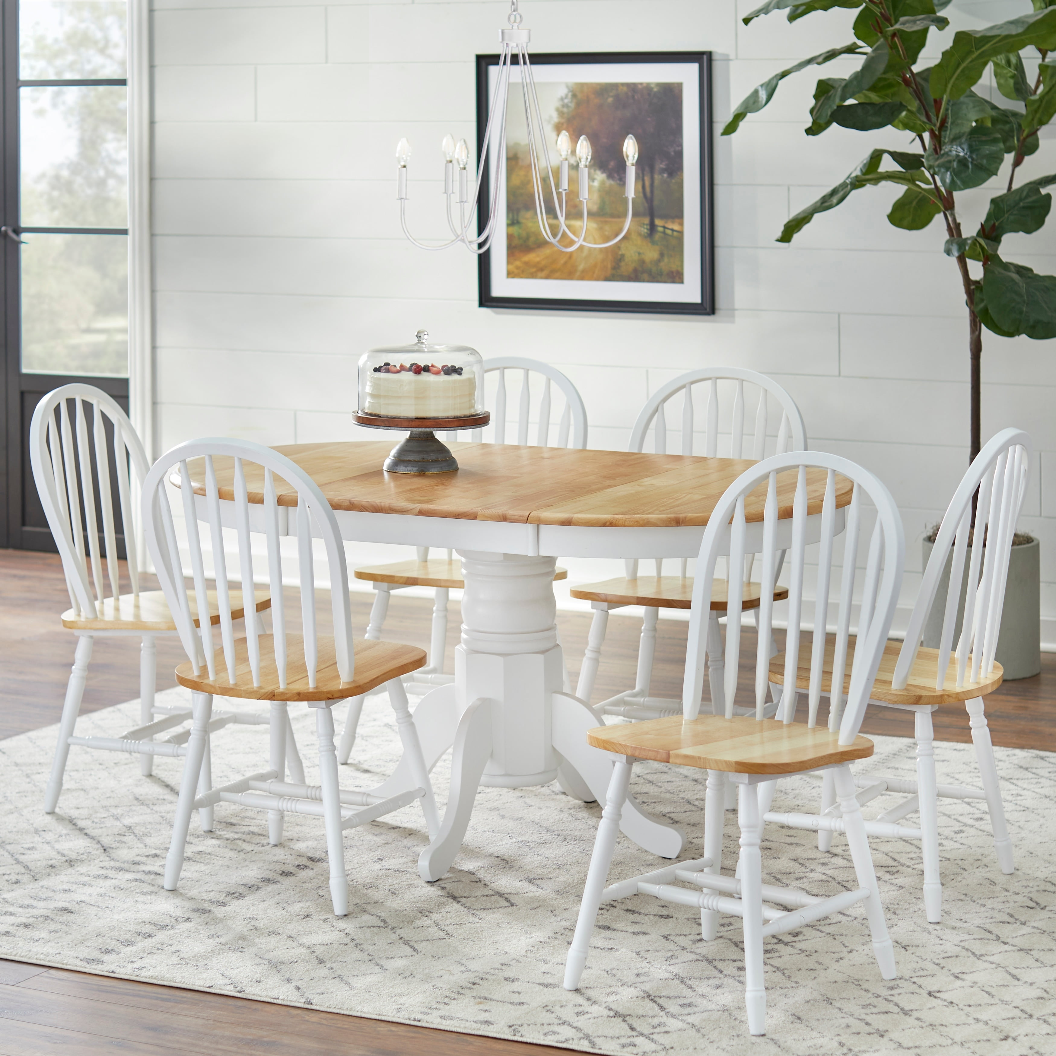 Simple Living Carolina 7-Piece Farmhouse Dining Set, Expandable Solid ...