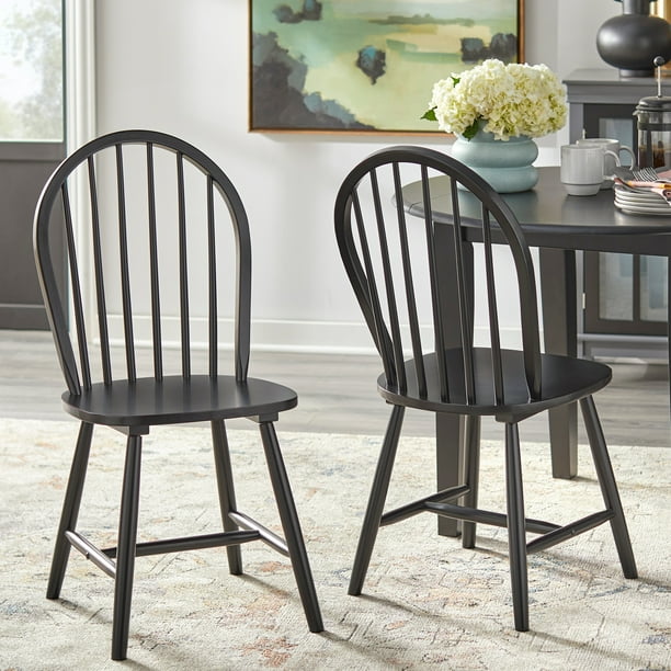 Simple Living Franklin Solid Wood Spindle Dining Chair Set of 2 Black Walmart Business Supplies