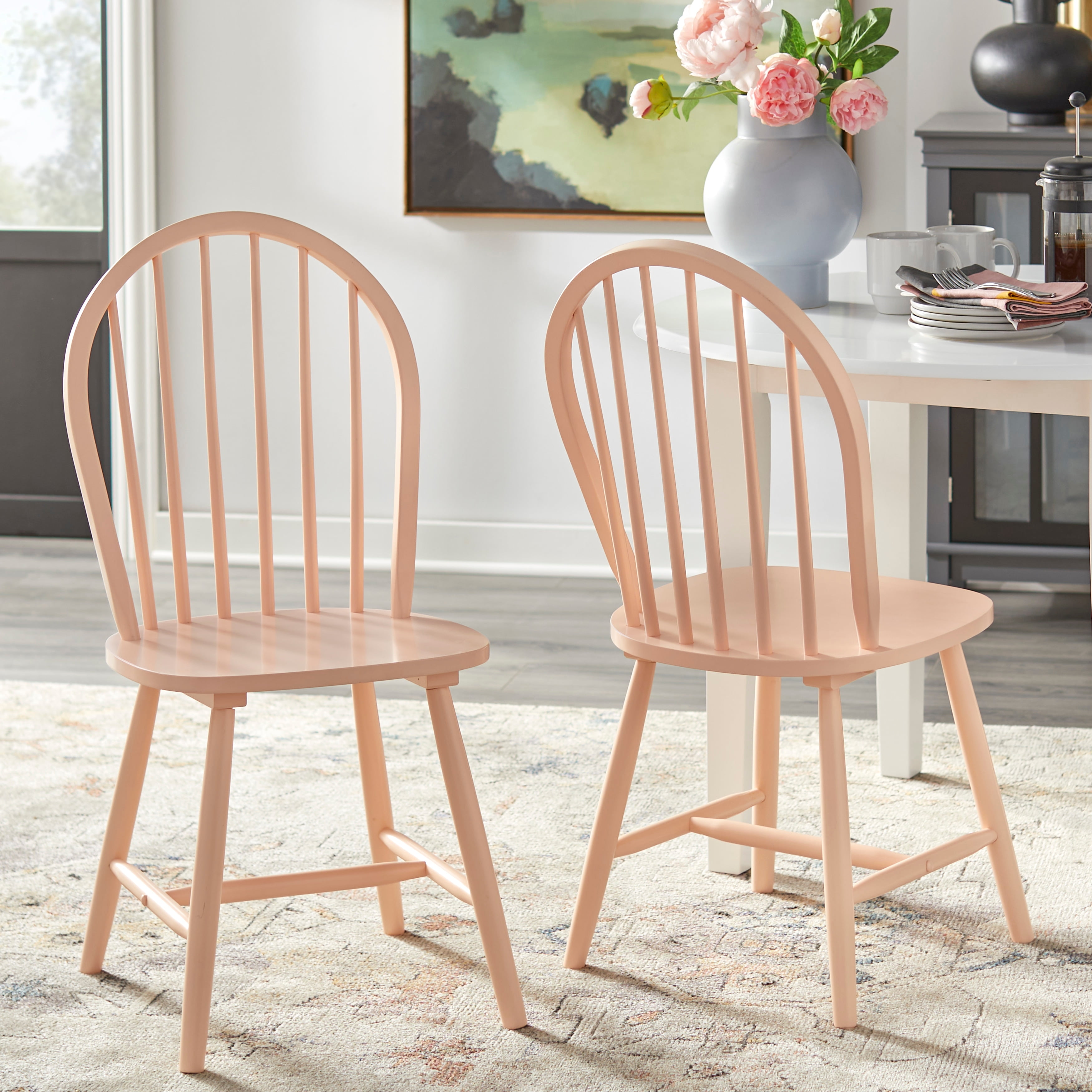 Simple Living Franklin Solid Wood Spindle Dining Chair (Set of 2) Blush ...