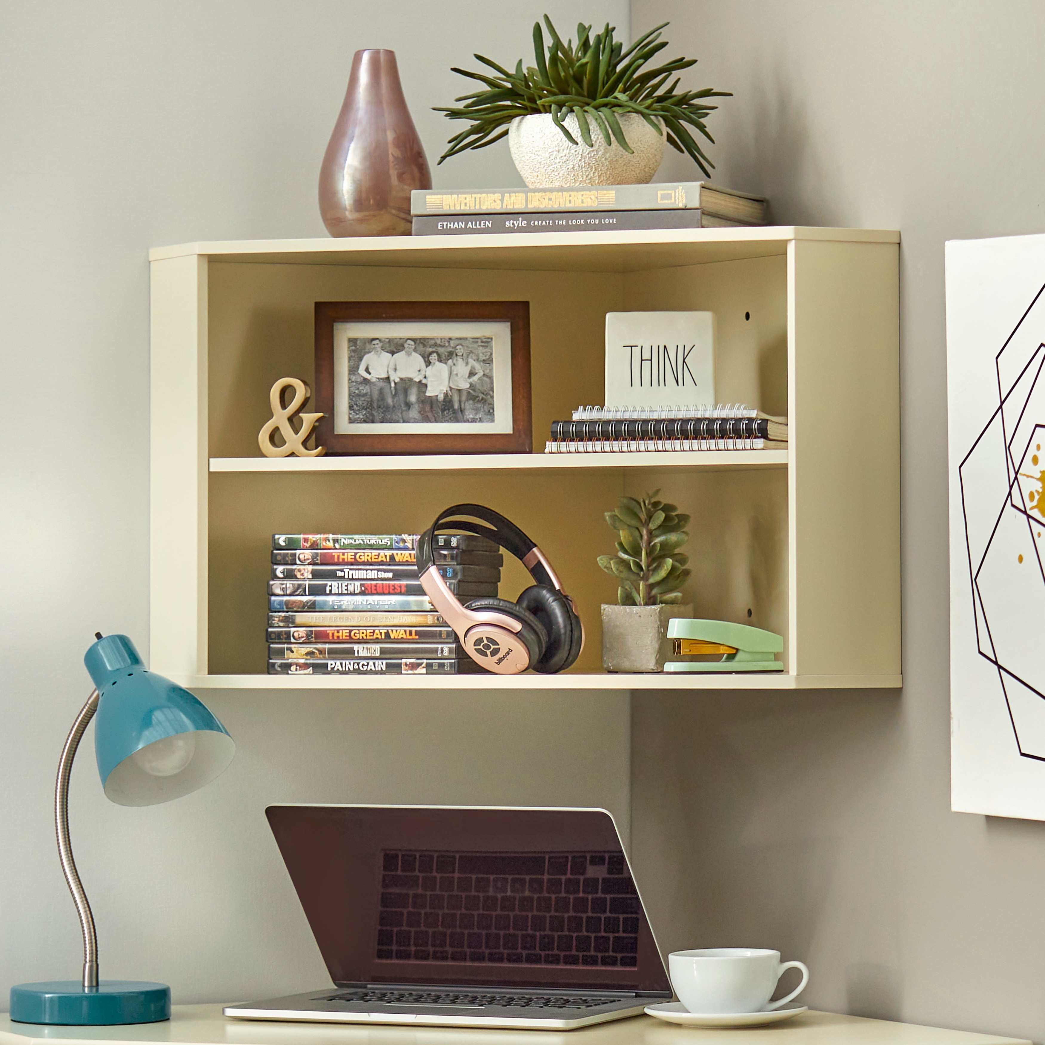 Simple Living Hanging Corner Hutch Antique White - Walmart.com