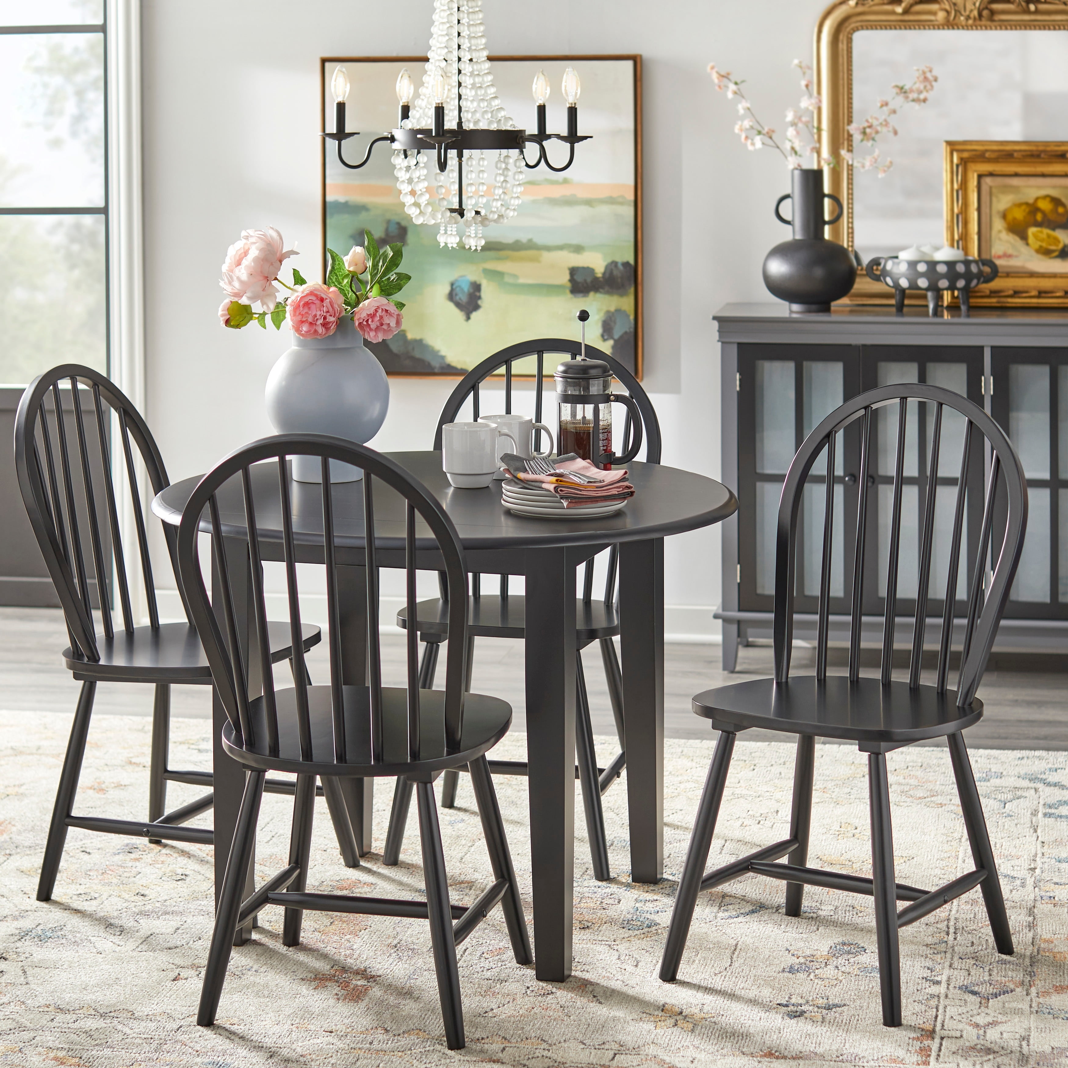 Simple Living Rollo Solid Wood 5-piece Drop-Leaf Dining Set Blush Pink ...