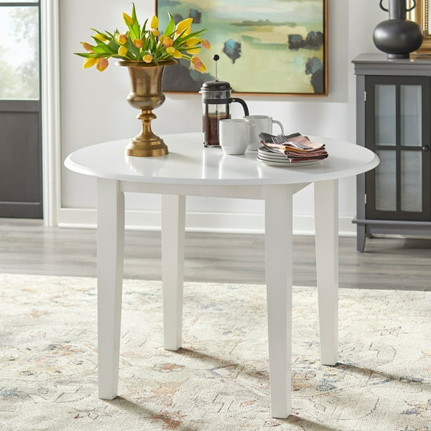 Simple Living Rollo Solid Wood Drop Leaf Dining Table White Painted ...