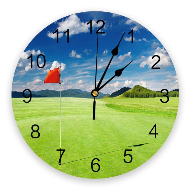 Simple Living Room Wall Clock Golf Course Lawn Blue Sky Coffee Shop Art ...