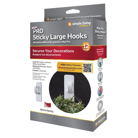 Simple Living Large Sticky Clip Hooks for Hanging Christmas Decorations ...
