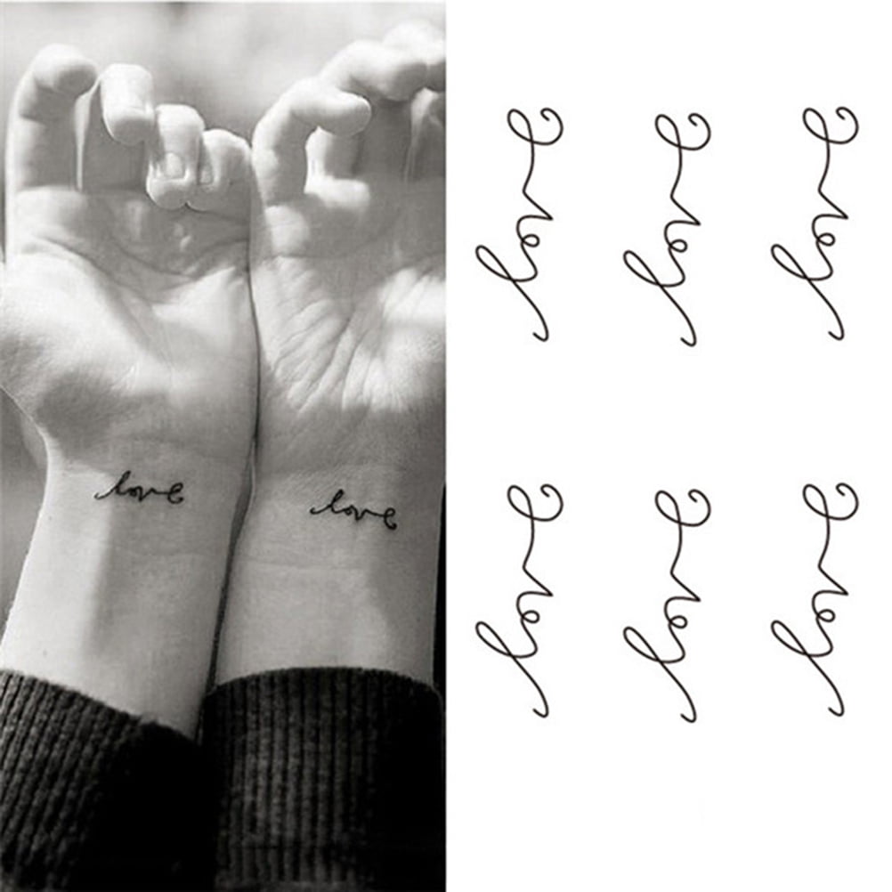 Simple Love Temporary Tattoos Sticker Love Letters Waterproof Tattoo ...