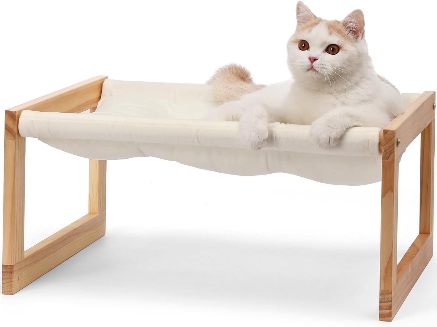 Simple Luxury Wooden Cat Hammock Bed for Four Seasons, Stackable Velvet ...