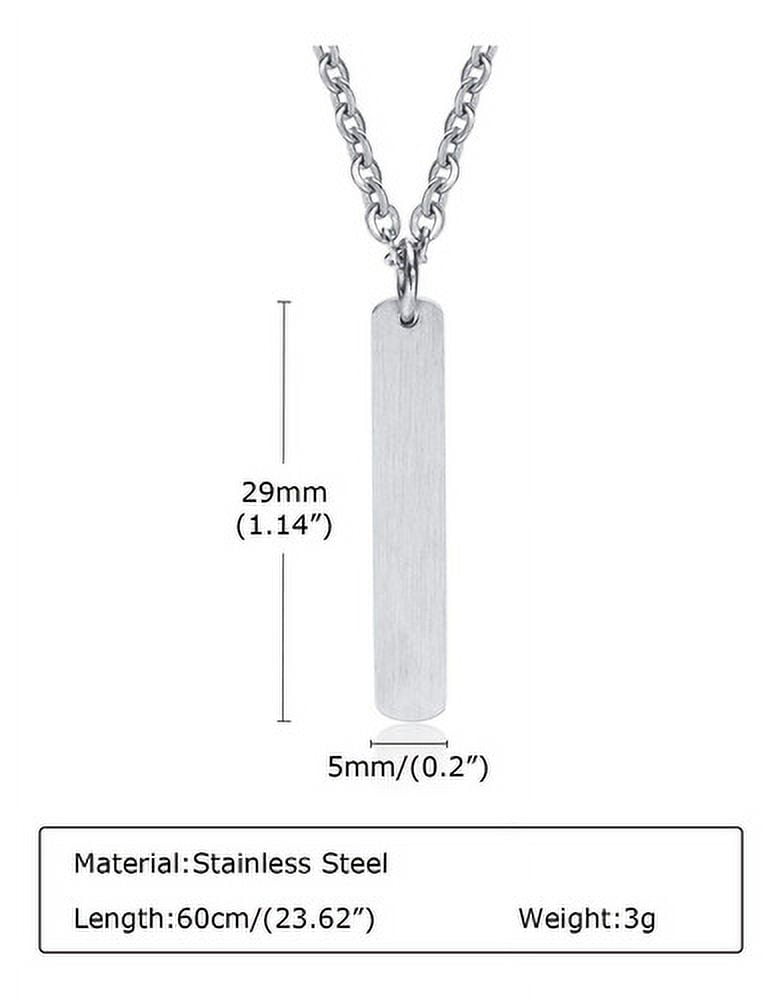 Simple Men Necklaces, Steel Metal Vertical Bar Pendant - Walmart.com