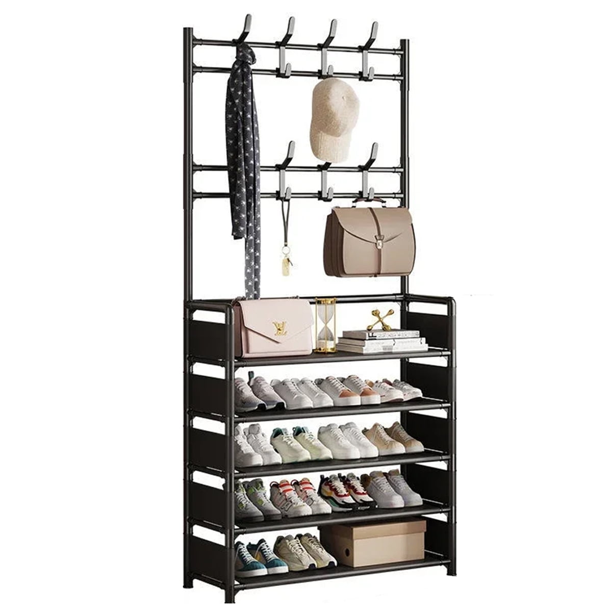 Simple Metal Coat Rack，Hallway Shoe Rack Coat Rack Wall Hanging Clothes ...