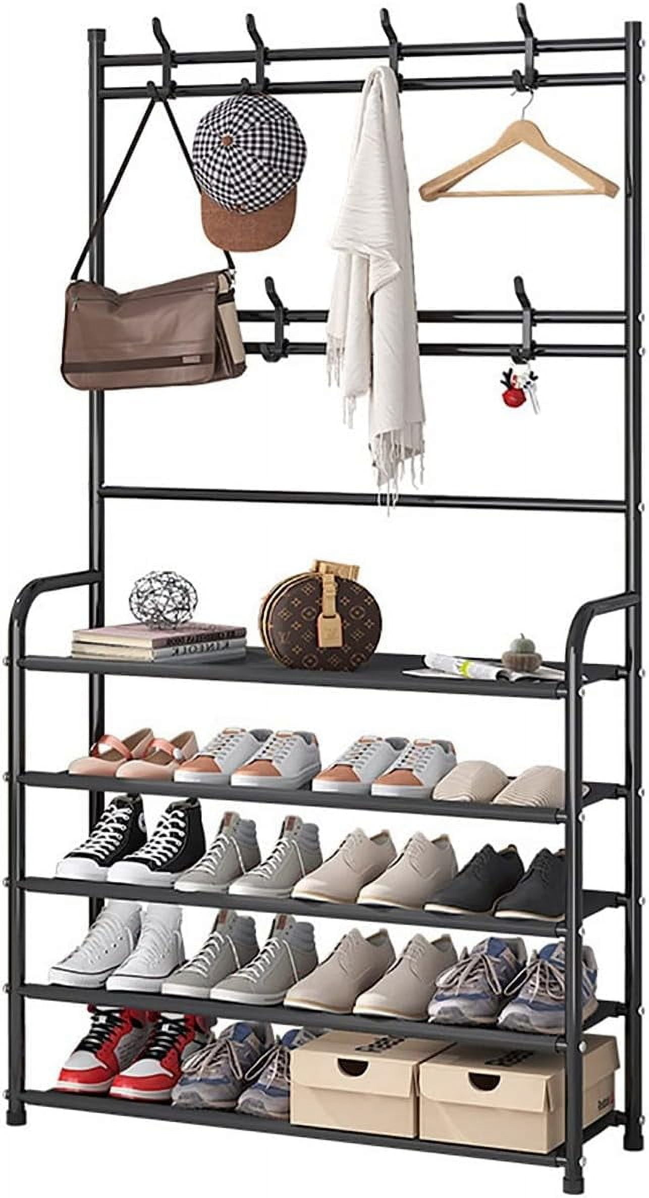 Simple Metal Coat Rack，Hallway Shoe Rack Coat Rack Wall Hanging Clothes ...
