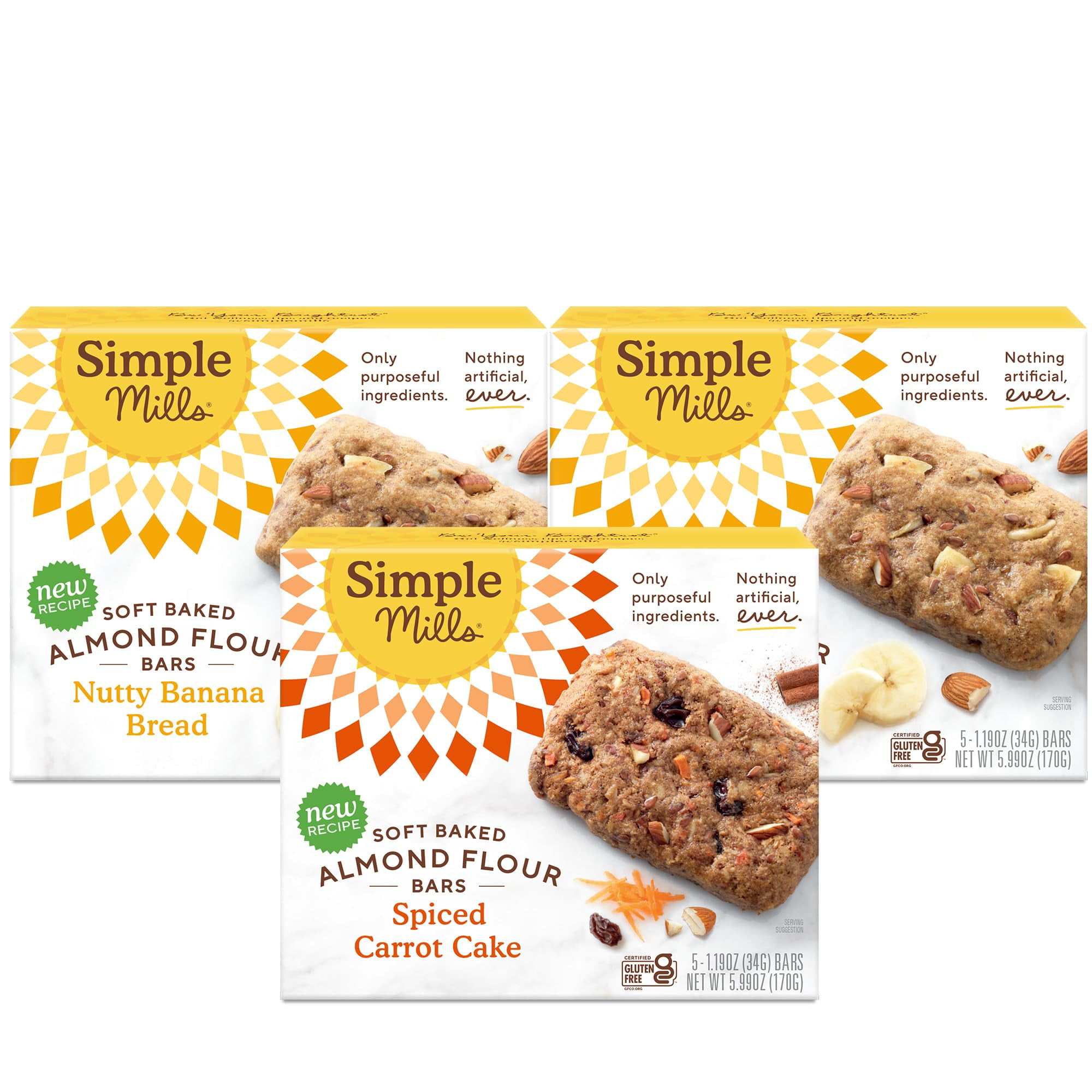 Simple Mills Almond Flour IRF13 Snack Bars, Variety (Nutty Banana Bread ...
