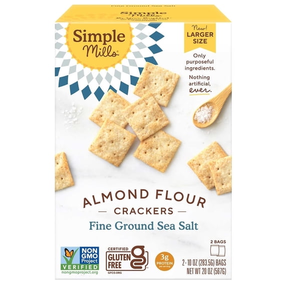 Simple Mills Almond Flour Crackers, Sea Salt, Crunchy Texture, 10 Ounce ...