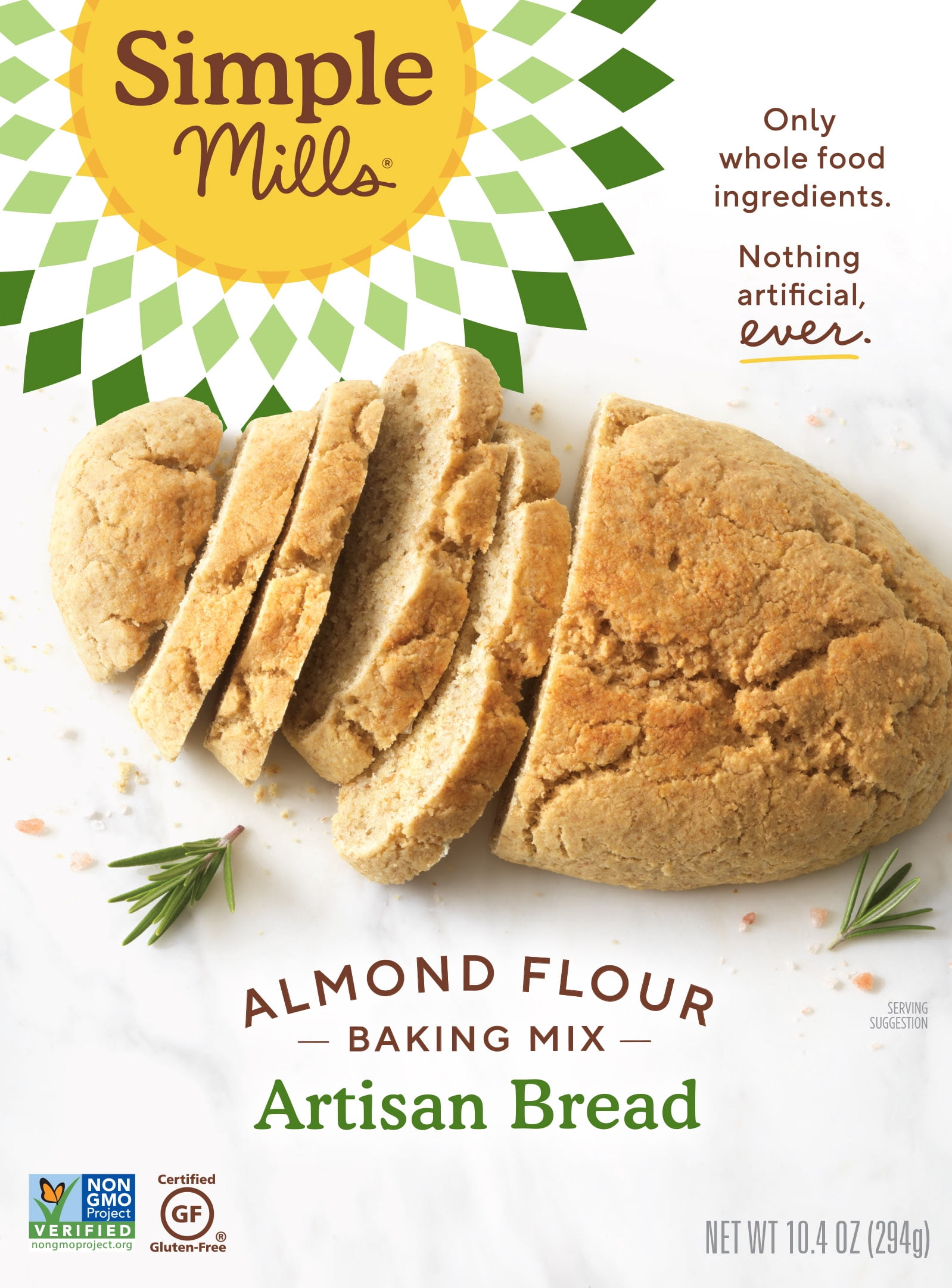 Simple Mills Gluten-Free Artisan Bread Baking Mix, Almond Flour, 10.4 ...