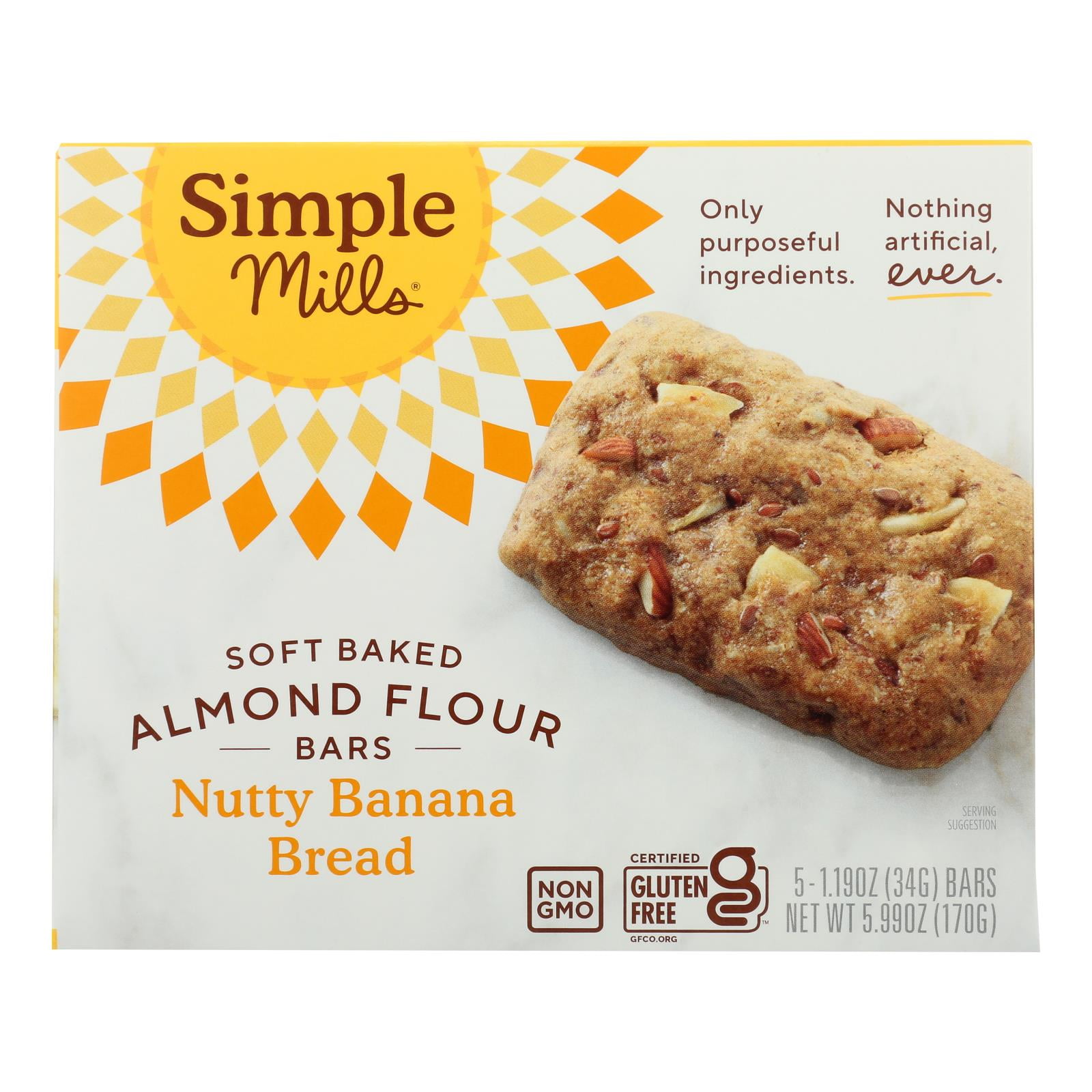 Simple Mills - Bar Sft Baked Nty Ban Bread - Case of 6 - 5.99 OZ ...