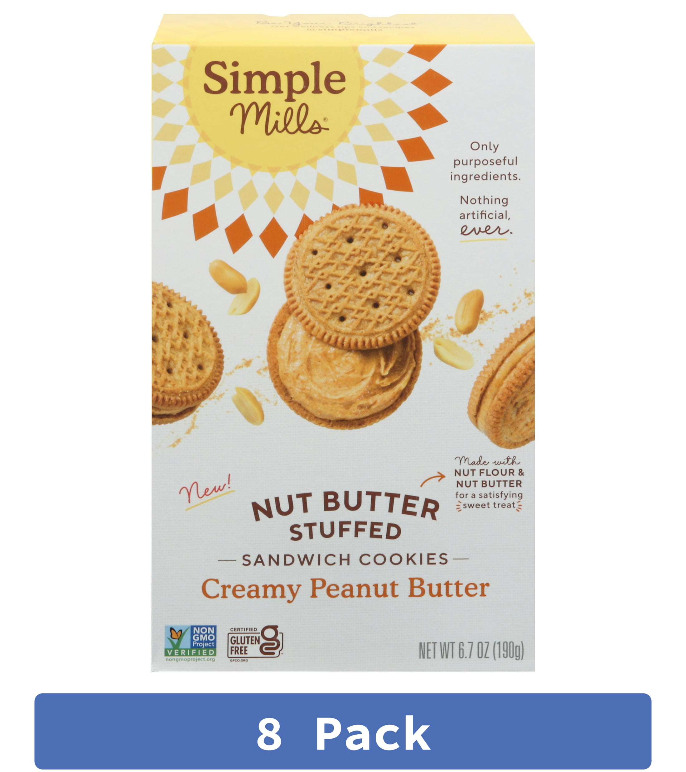 Simple Mills Cookies Sandwich Peanut Butter 6.7 oz (Pack Of 8 ...