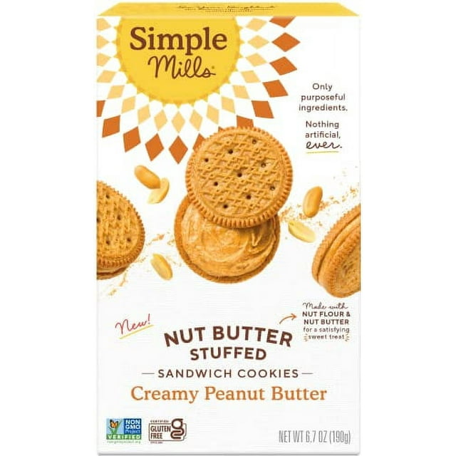 Simple Mills Gluten Free Creamy Peanut Butter Sandwich Cookies, Vegan ...