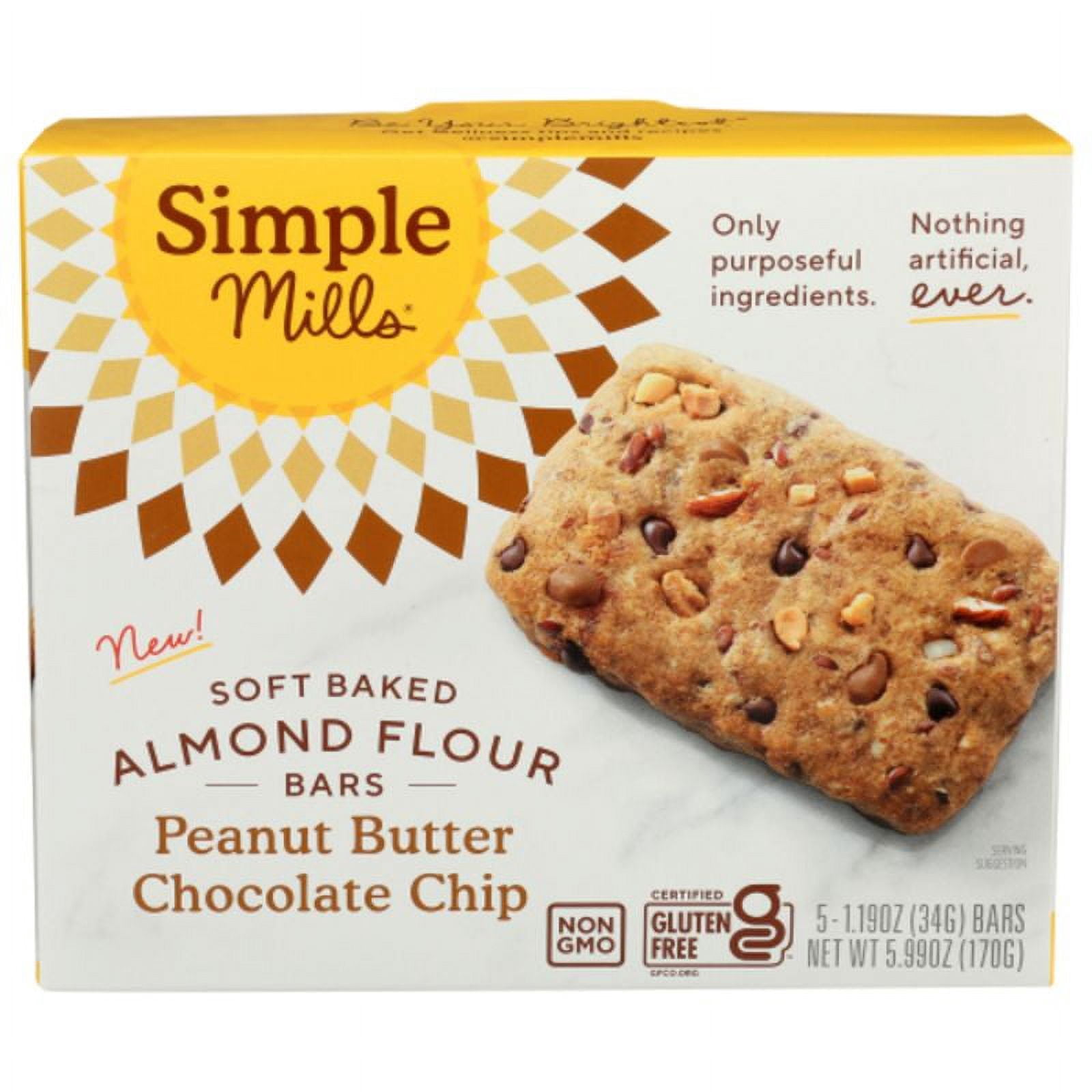Simple Mills Peanut Butter Chocolate Chip Soft Baked Almond Flour Bars ...