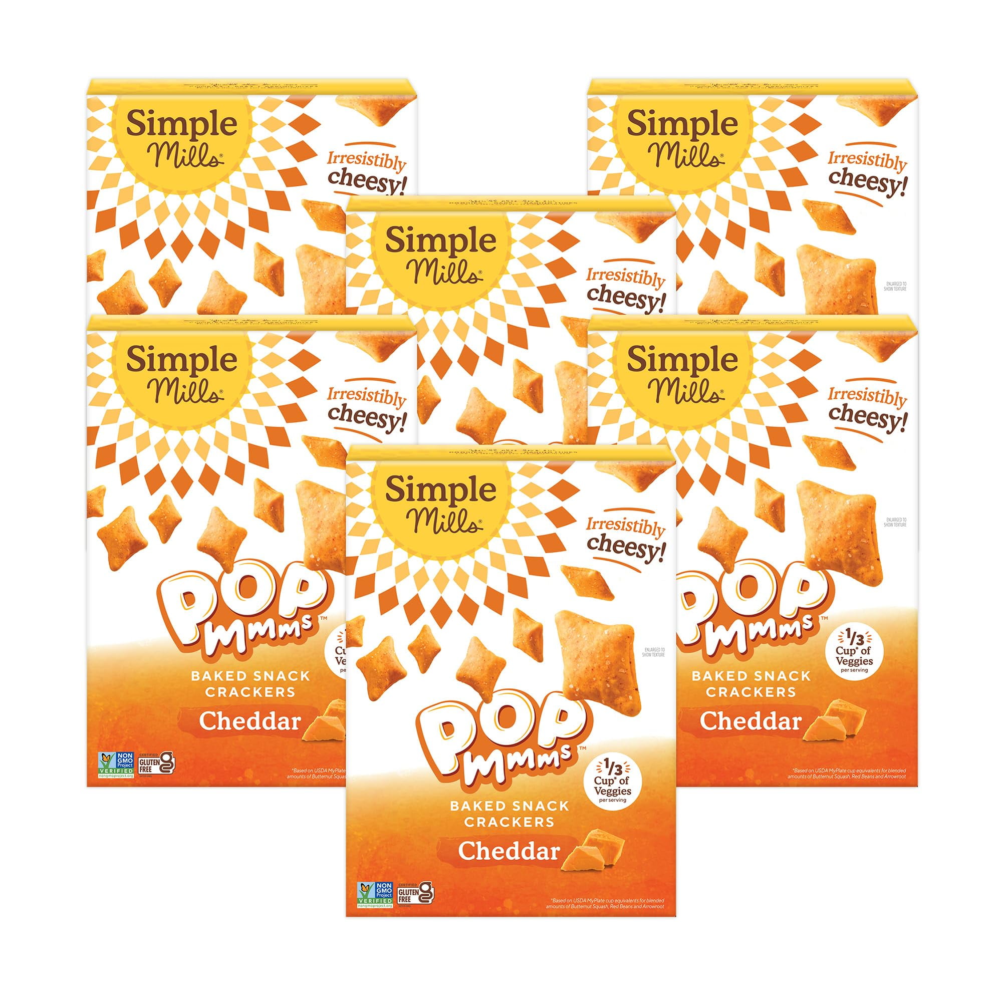 Simple Mills Pop Mmms Veggie Flour Baked Snack Crackers, Cheddar ...