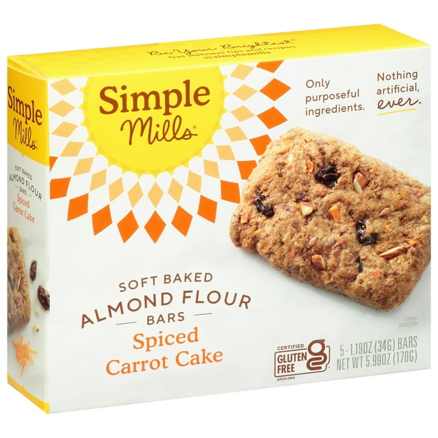 Simple Mills Soft-Baked Bar Spiced Carrot Cake Almond 5.99 oz (Pack of ...