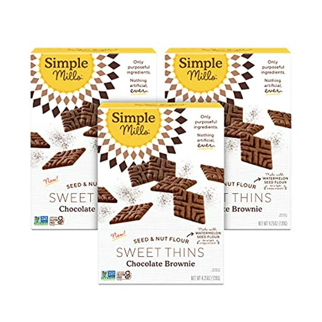 Simple Mills Sweet Thins Cookies, Seed and Nut Flour, Chocolate Brownie ...