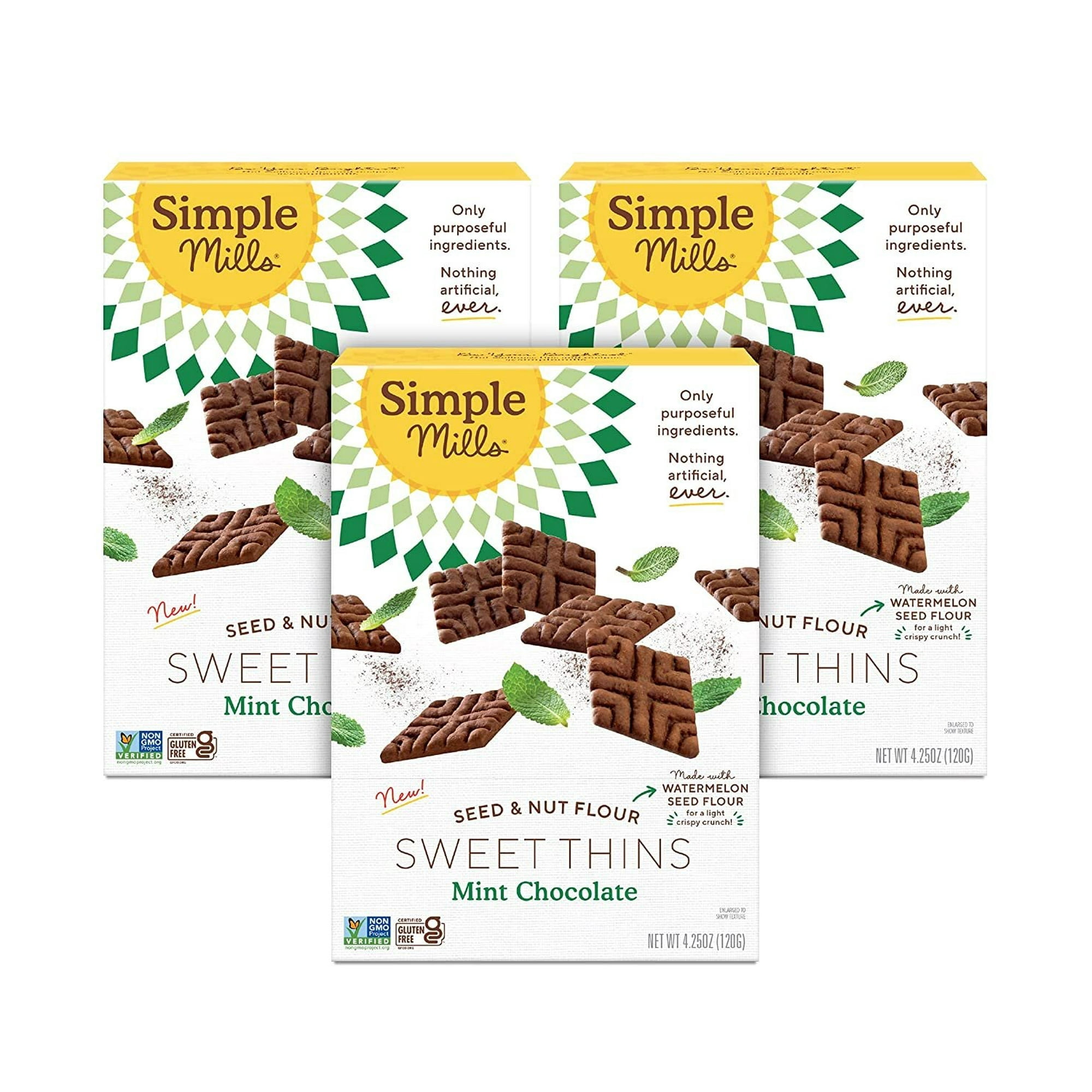 Simple Mills Sweet Thins Cookies, Seed and Nut Flour, Mint Chocolate ...
